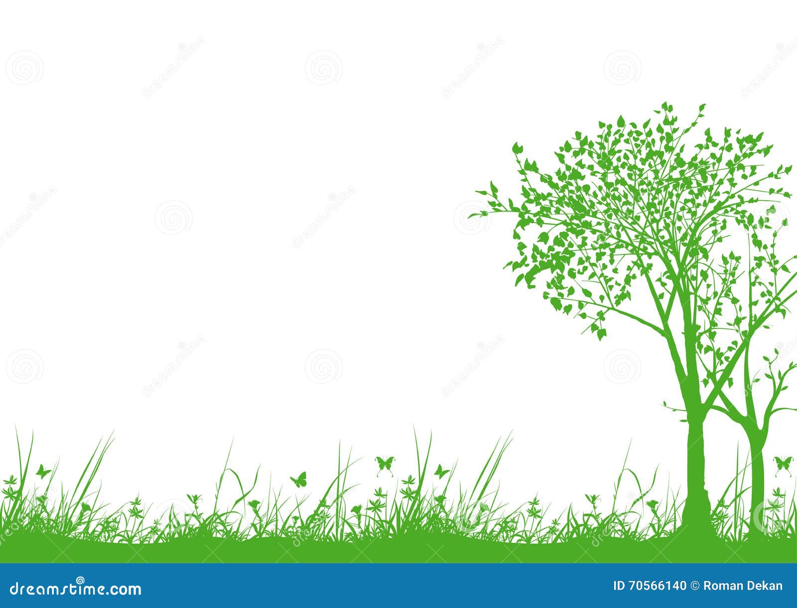 Grass and Trees stock vector. Illustration of spring - 70566140