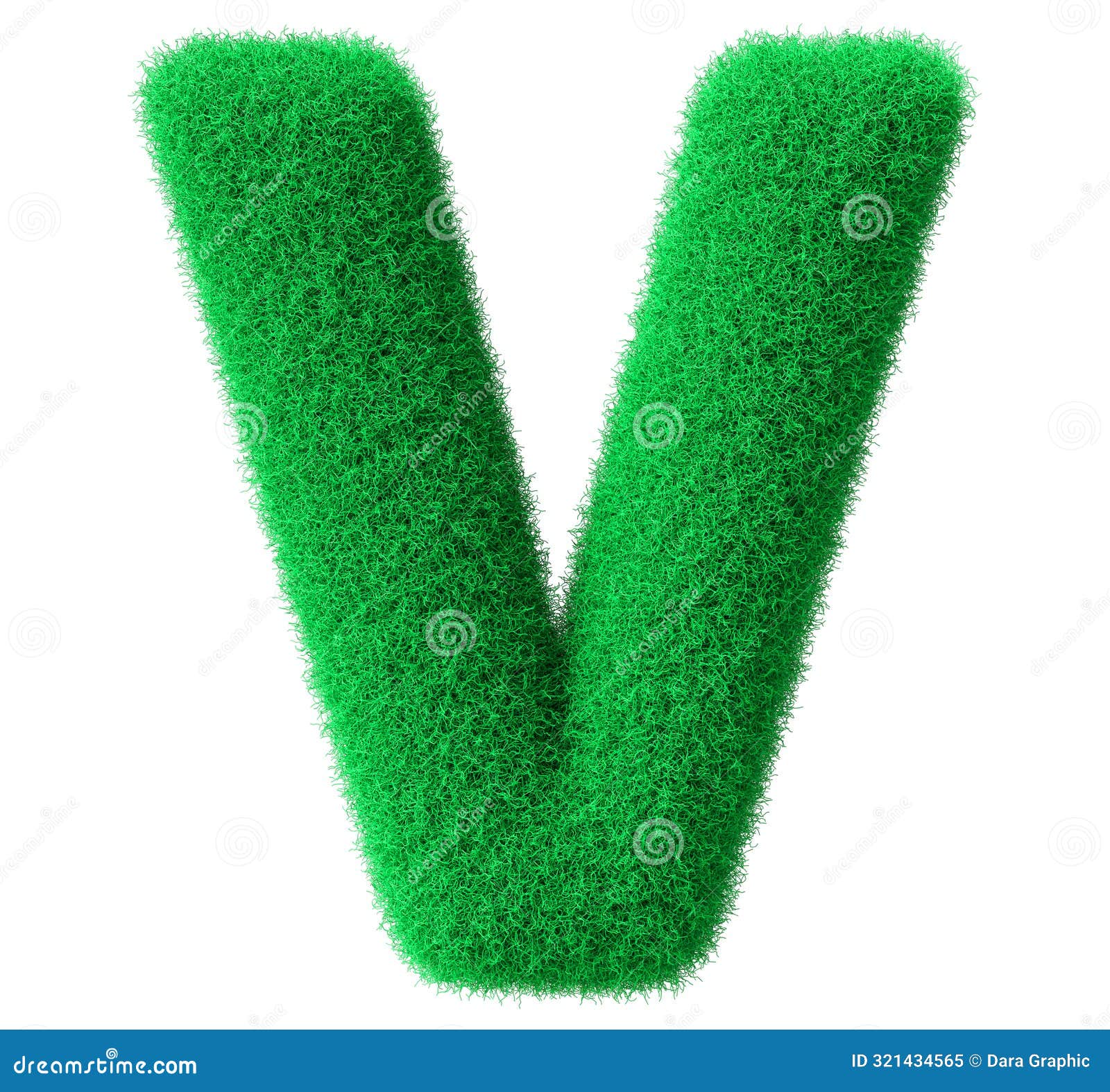 Grass V Font 3D Render with White Background Design Stock Illustration ...
