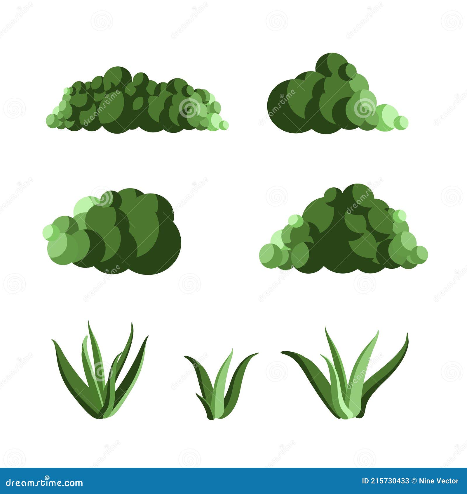 Grass Vector Illustration Full Set Style Flat Design Stock Vector ...