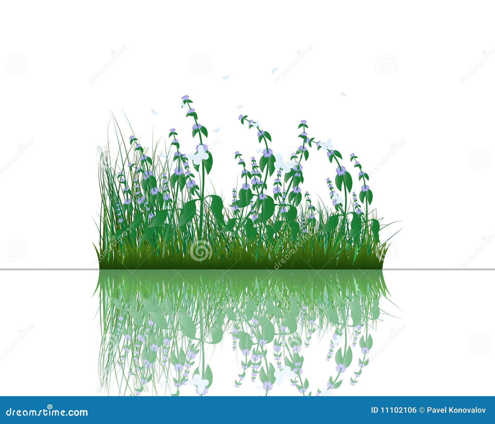 Grass on water stock vector. Illustration of flowers - 11102106