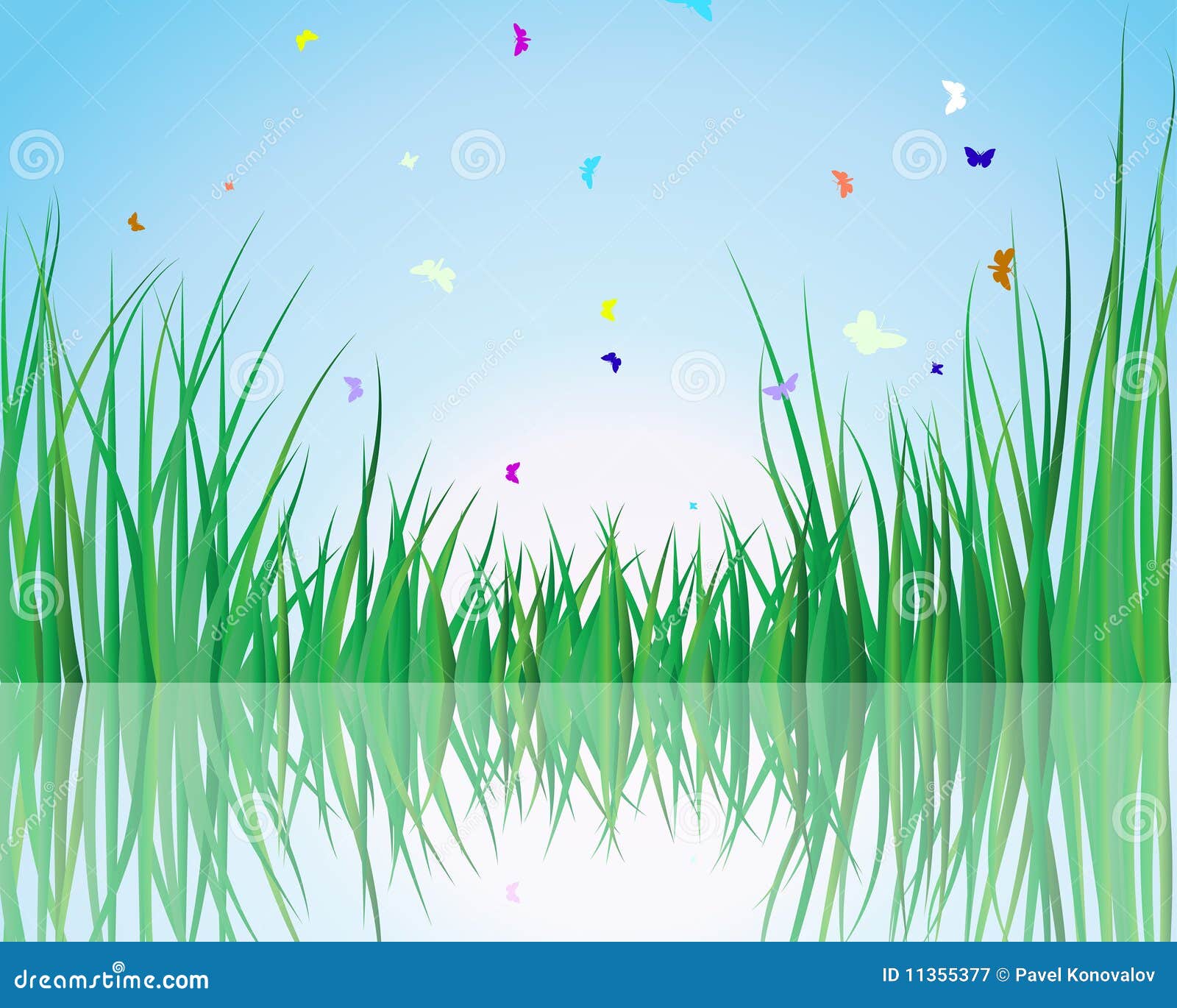 Grass on water stock vector. Illustration of field, frame - 11355377