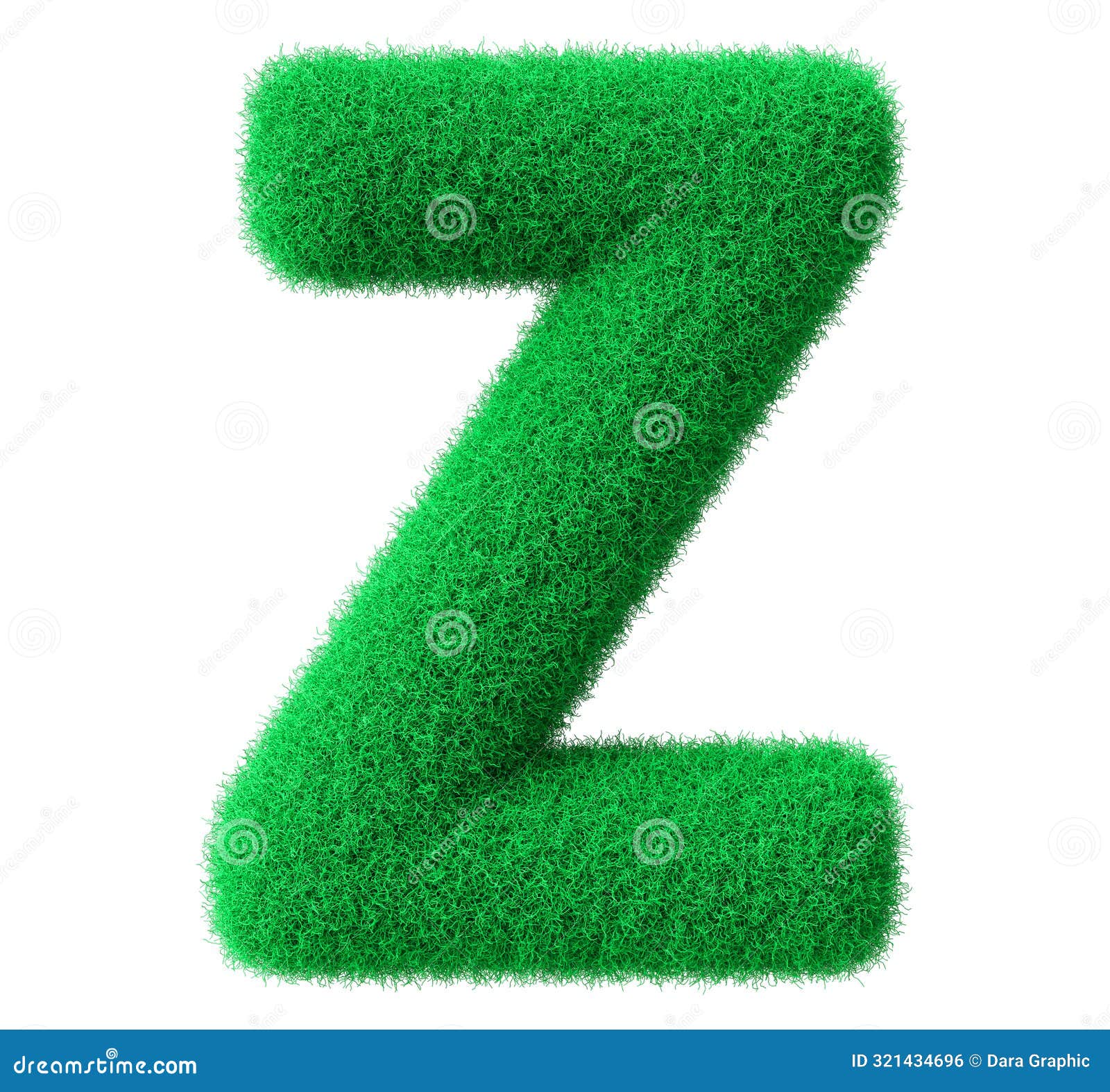 Grass Z Font 3D Render with White Background Design Stock Illustration ...