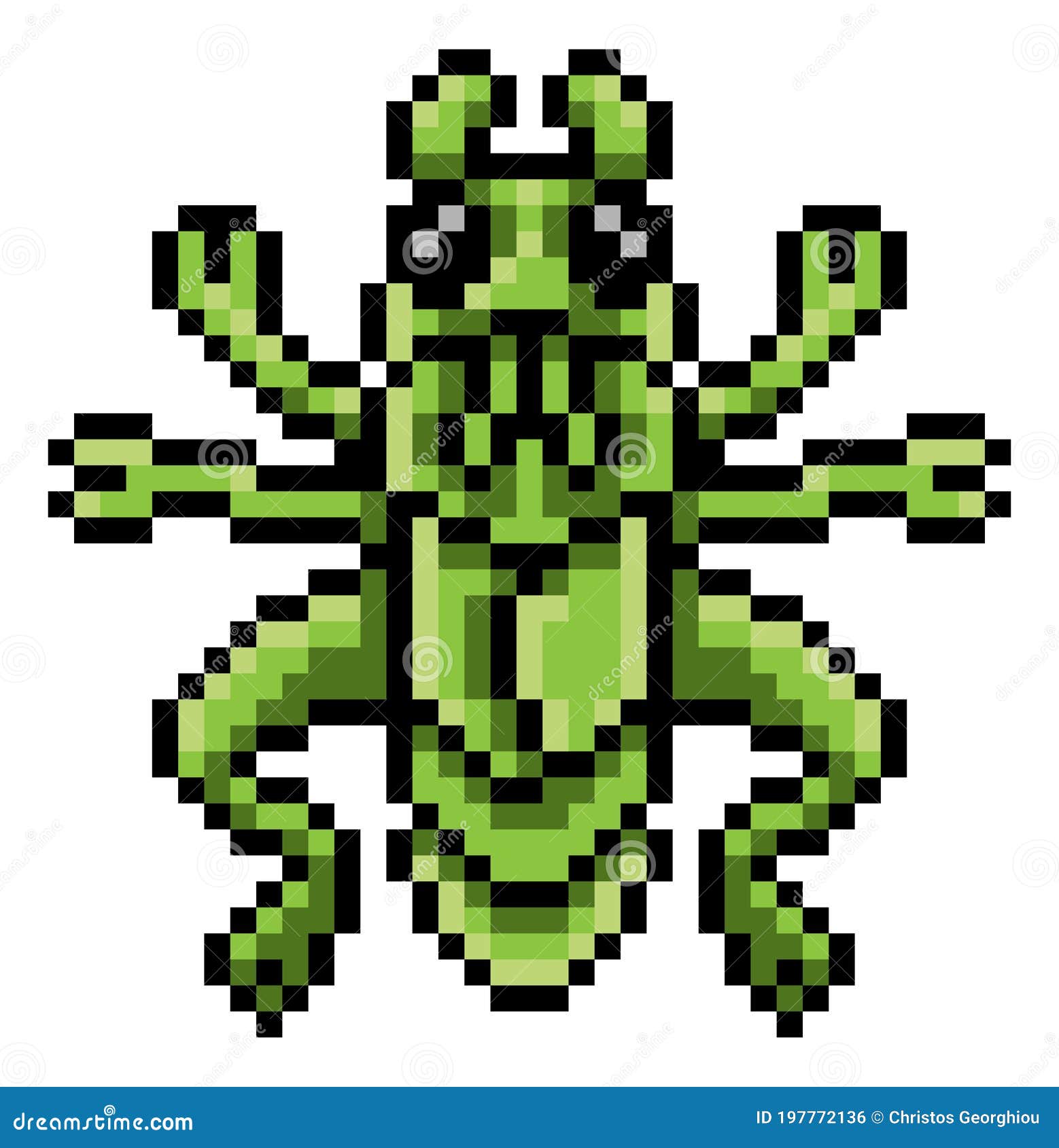 Bug Insect Pixel Art Video Game Beetle 8 Bit Icons Vector Illustration ...