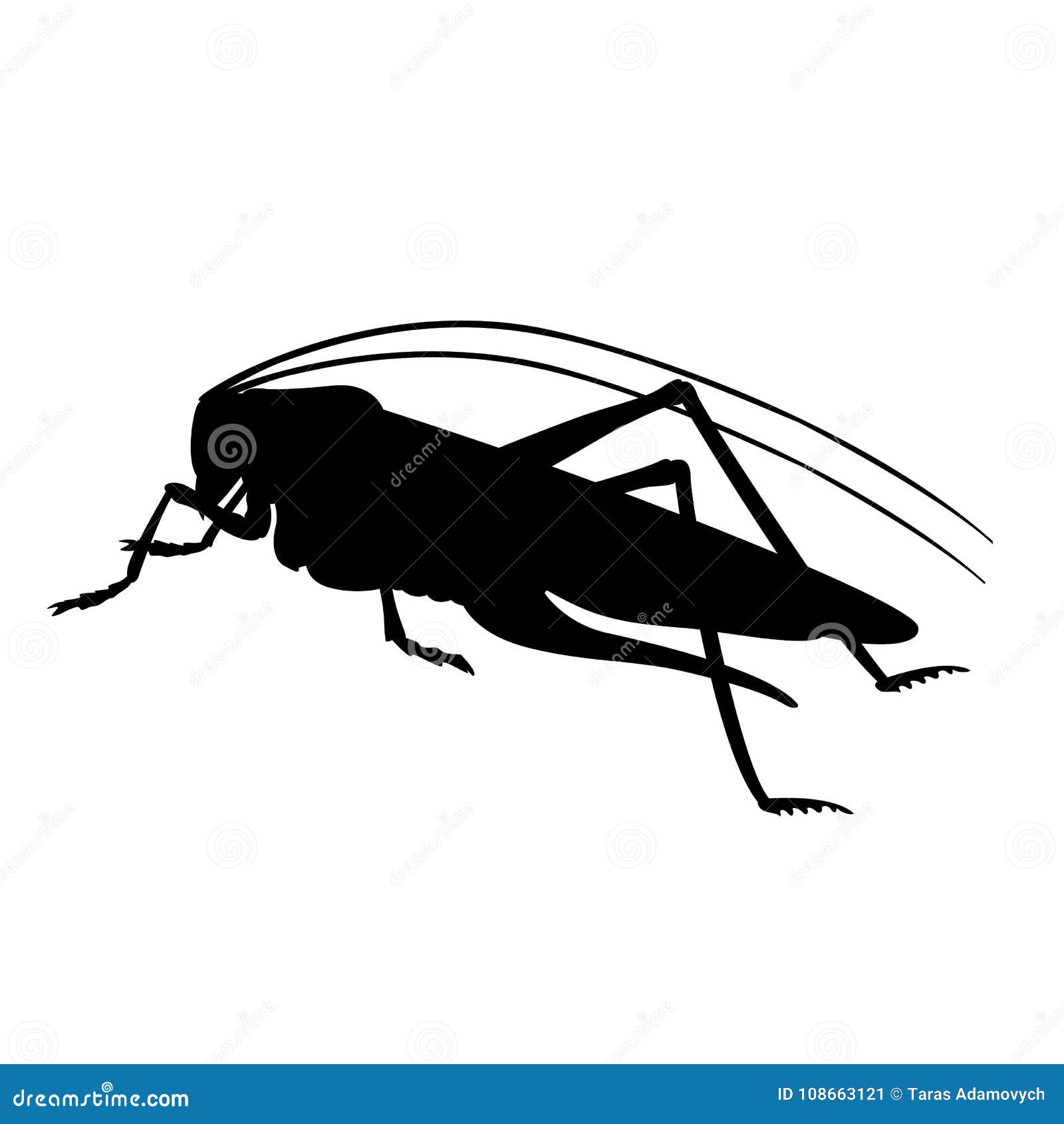 Grasshopper Green Vector Illustration Black Silhouette Profile Stock ...