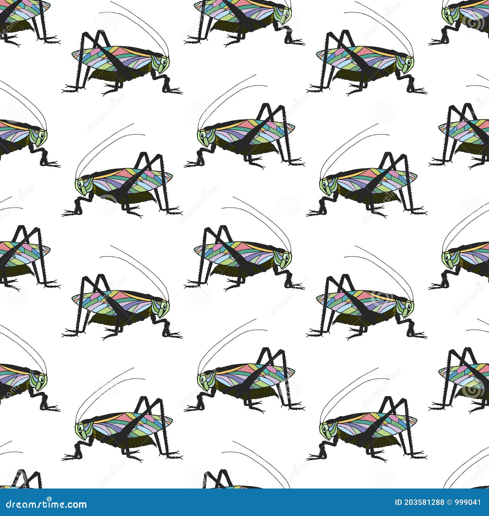 Grasshopper Pattern Background Vector Illustration | CartoonDealer.com ...