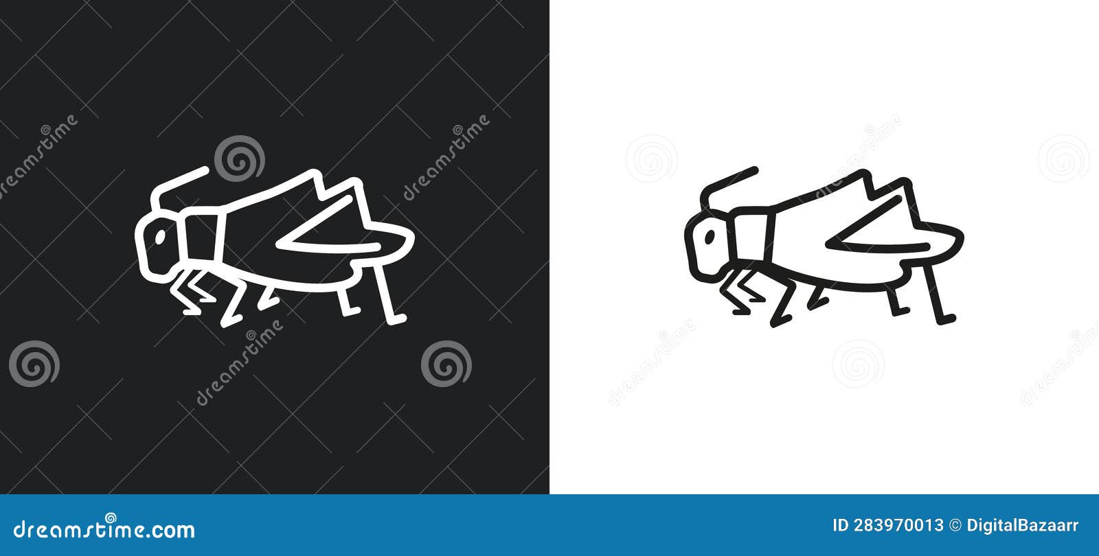 Grasshopper Outline Icon in White and Black Colors. Grasshopper Flat ...