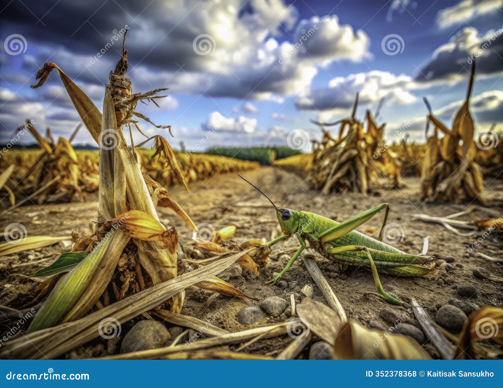 Grasshopper Plague Devastates Rural Cornfield a Crisis in Crop ...