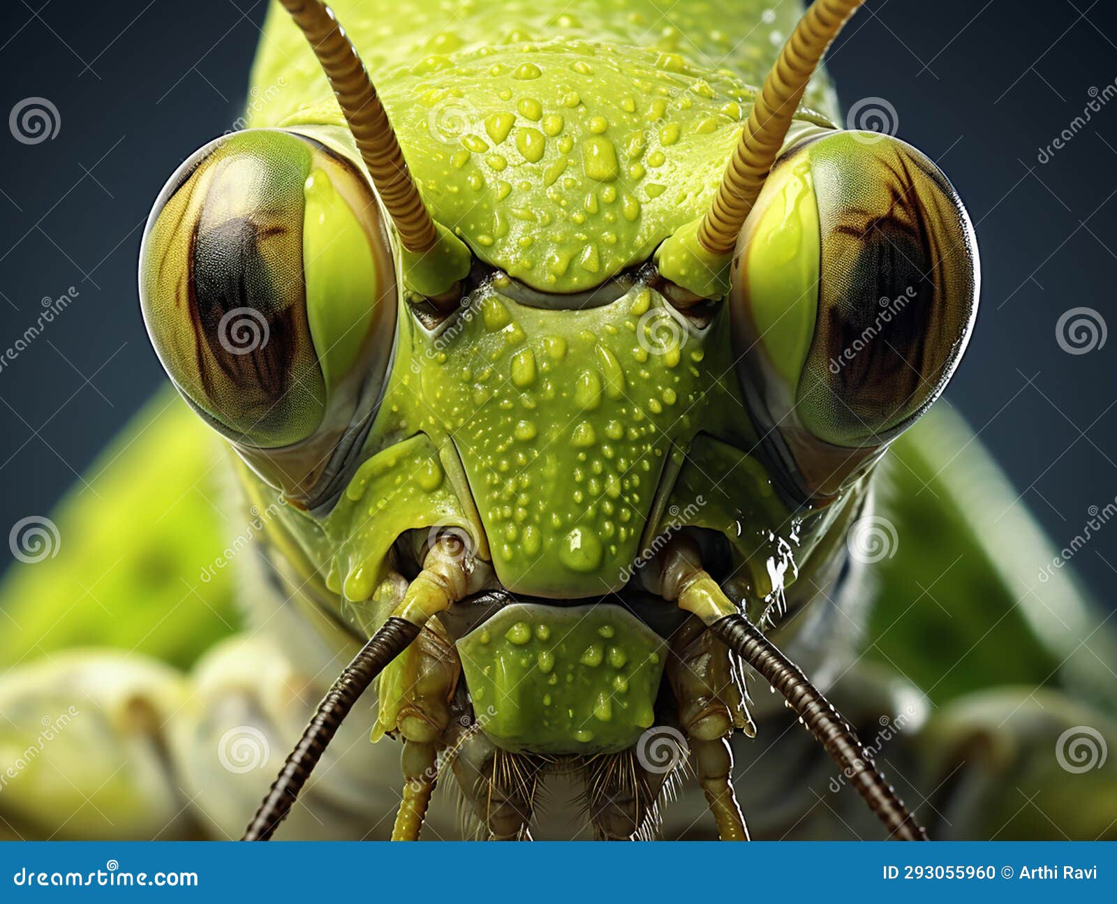 Close Up View of Grasshopper S Face Stock Illustration - Illustration ...