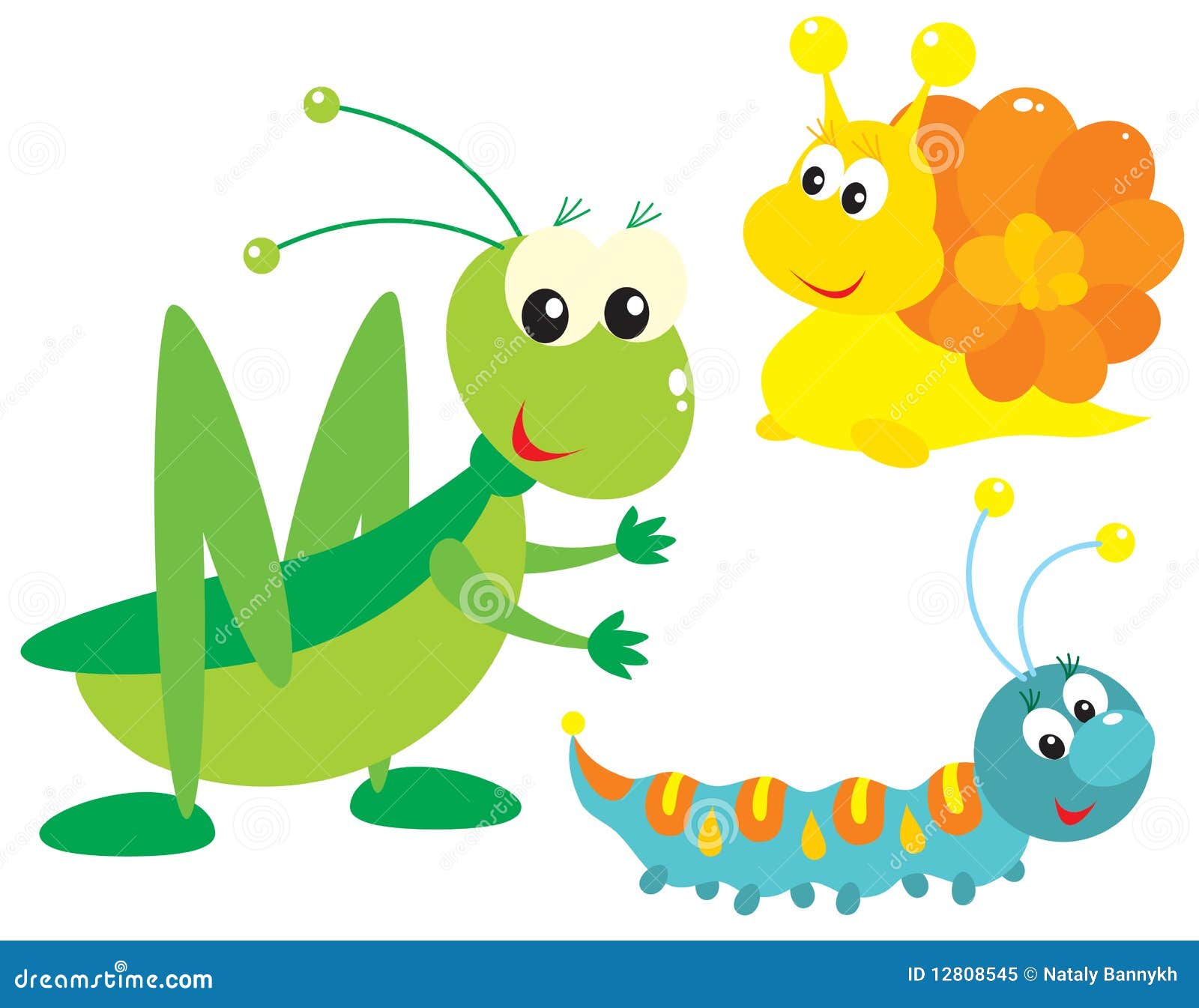 Grasshopper, Snail And Caterpillar Cartoon Vector | CartoonDealer.com ...