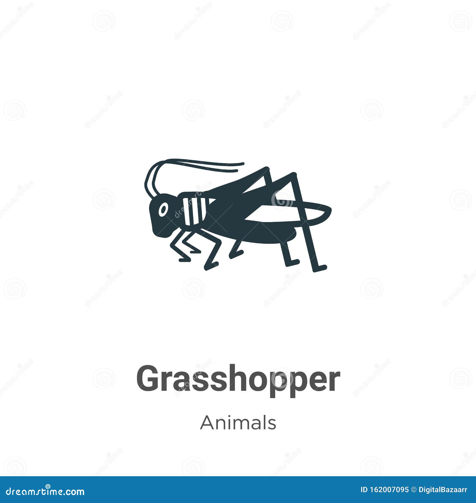Grasshopper Vector Icon on White Background. Flat Vector Grasshopper ...