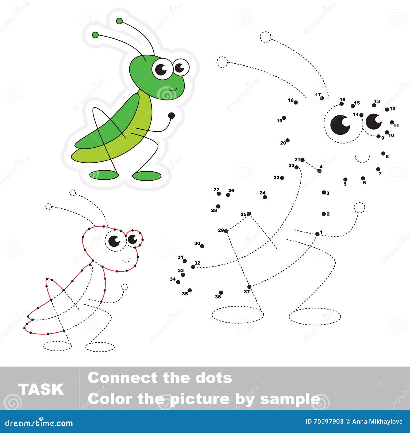 Grasshopper. Vector Numbers Game. Stock Illustration - Illustration of ...
