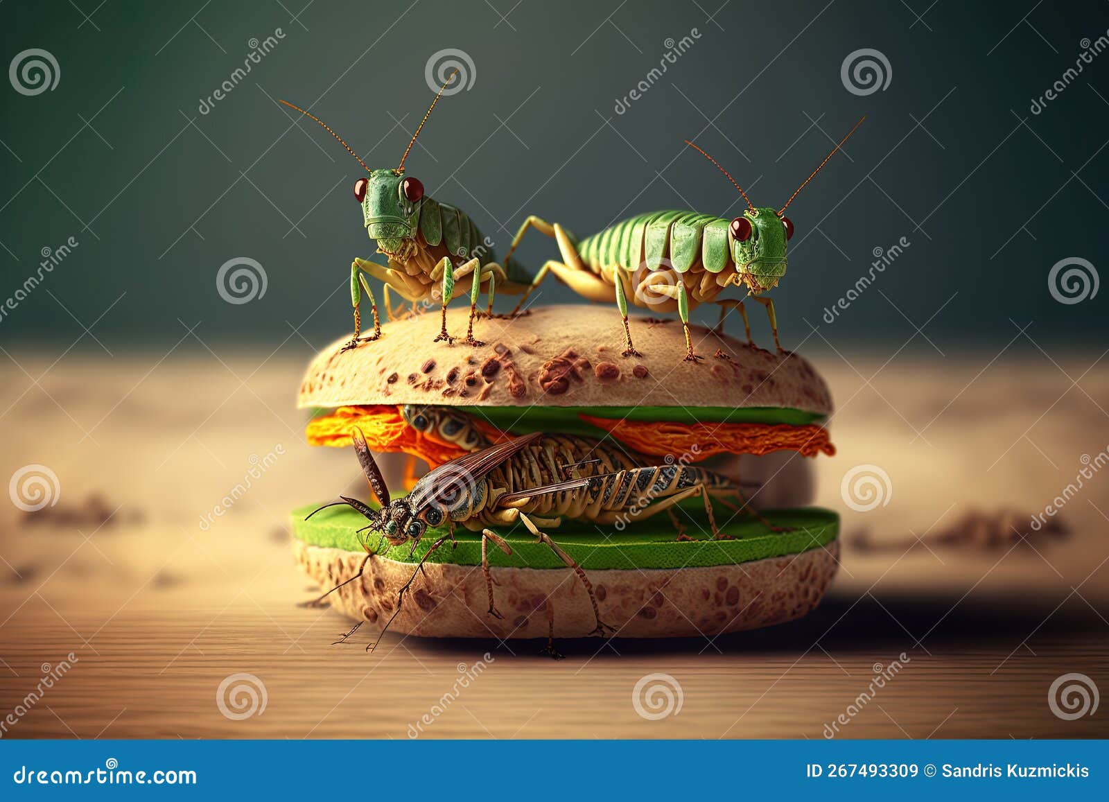 Grasshoppers Between Burger Buns. Generative AI Stock Photography ...