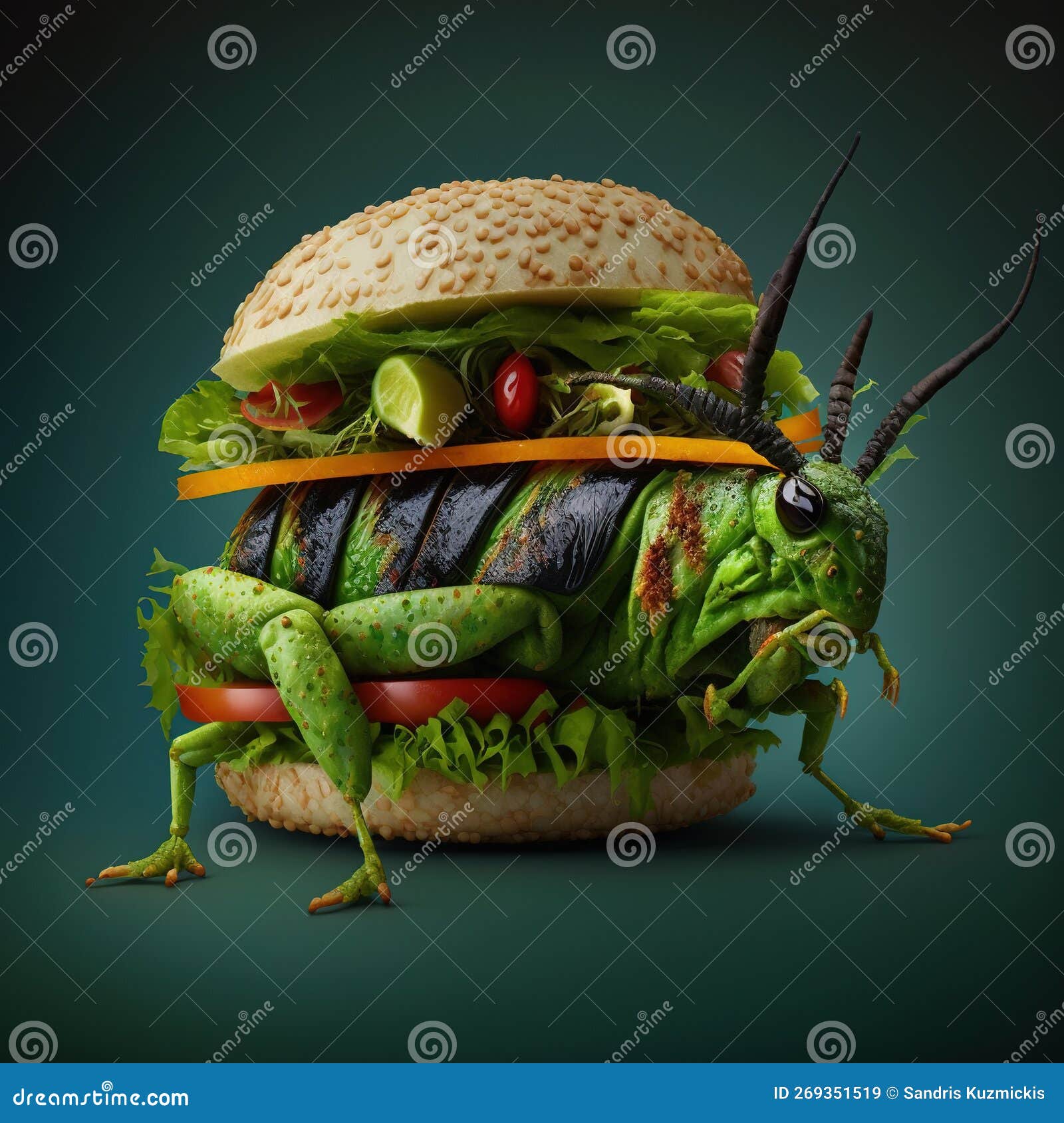 Grasshoppers Between Burger Buns. Generative AI Stock Photography ...