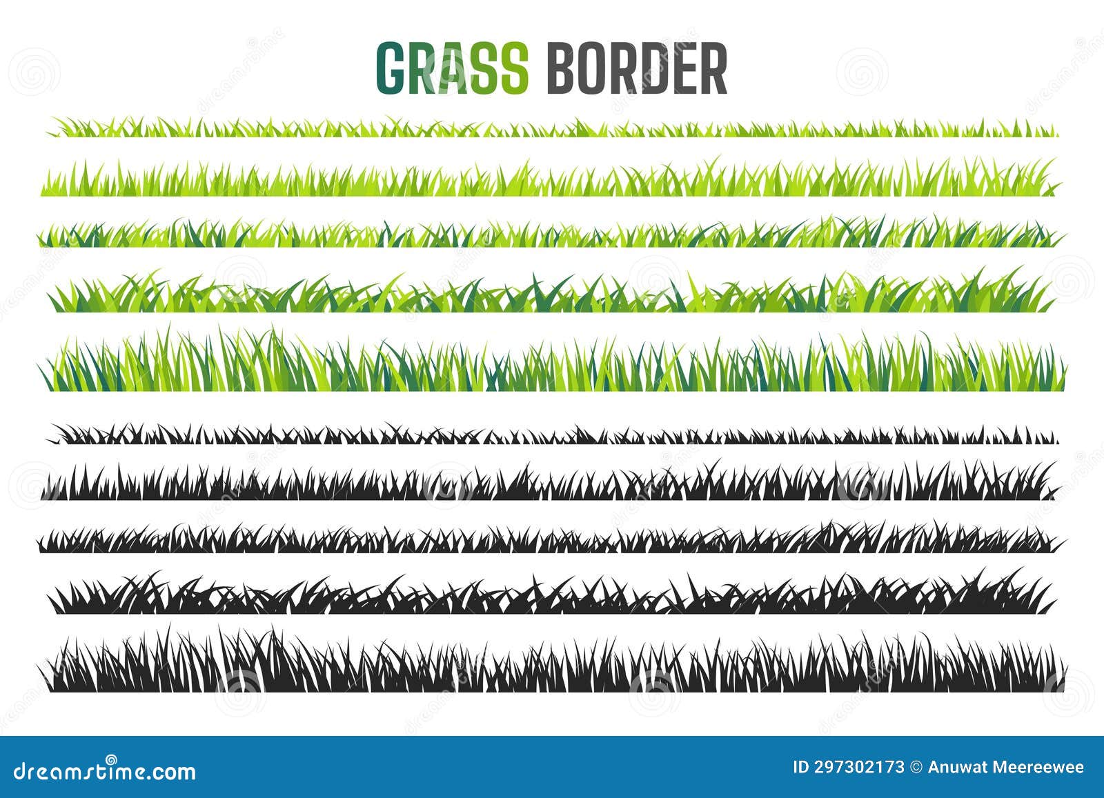 Grassland Border Vector Pattern Green Lawn in Spring the Concept of ...