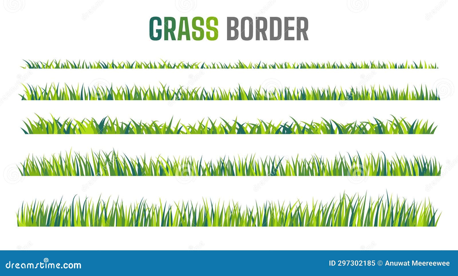 Grassland Border Vector Pattern Green Lawn in Spring the Concept of ...
