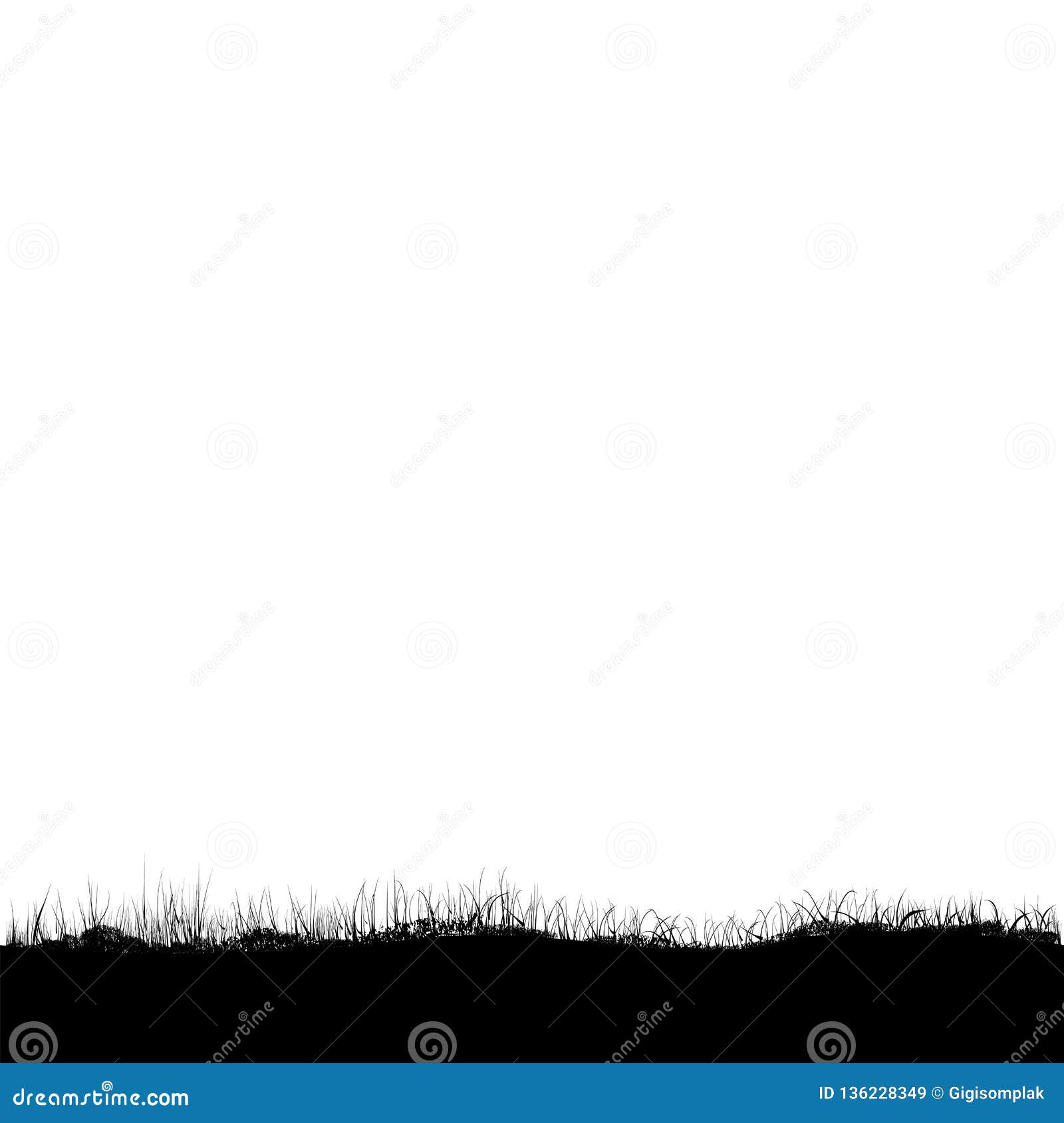 Silhouette Of Grassland, Beautiful Grass And Weeds. Vector Illustration ...