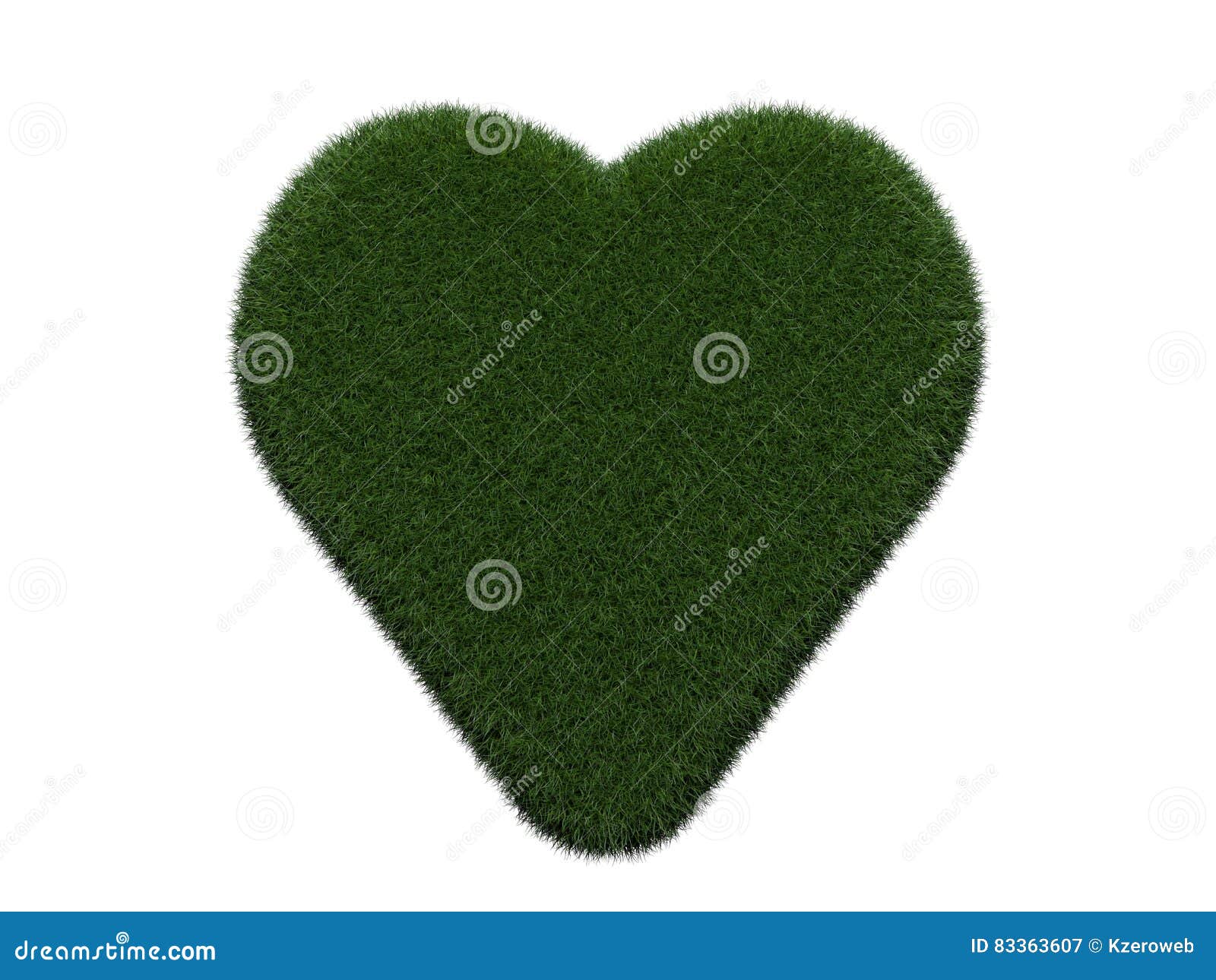 Grassy Heart on White Background. Digital Illustration. 3d Rendering ...