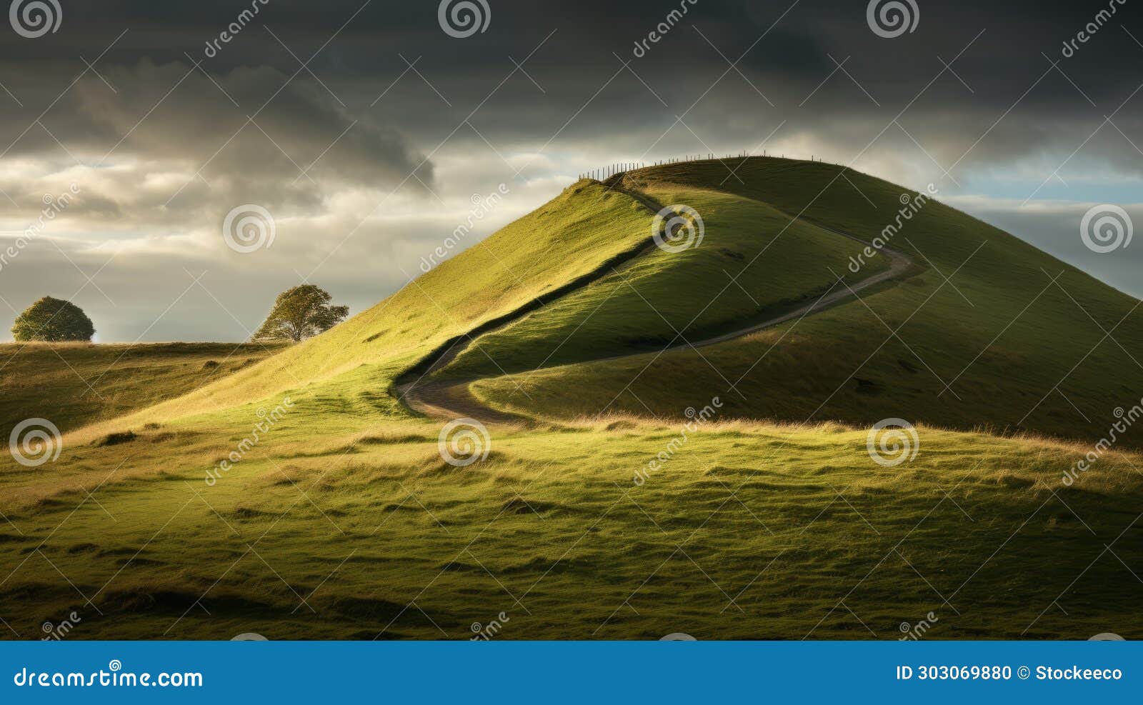 Atmospheric Hinterland Photograph of Grassy Green Hill in Denmark Stock ...