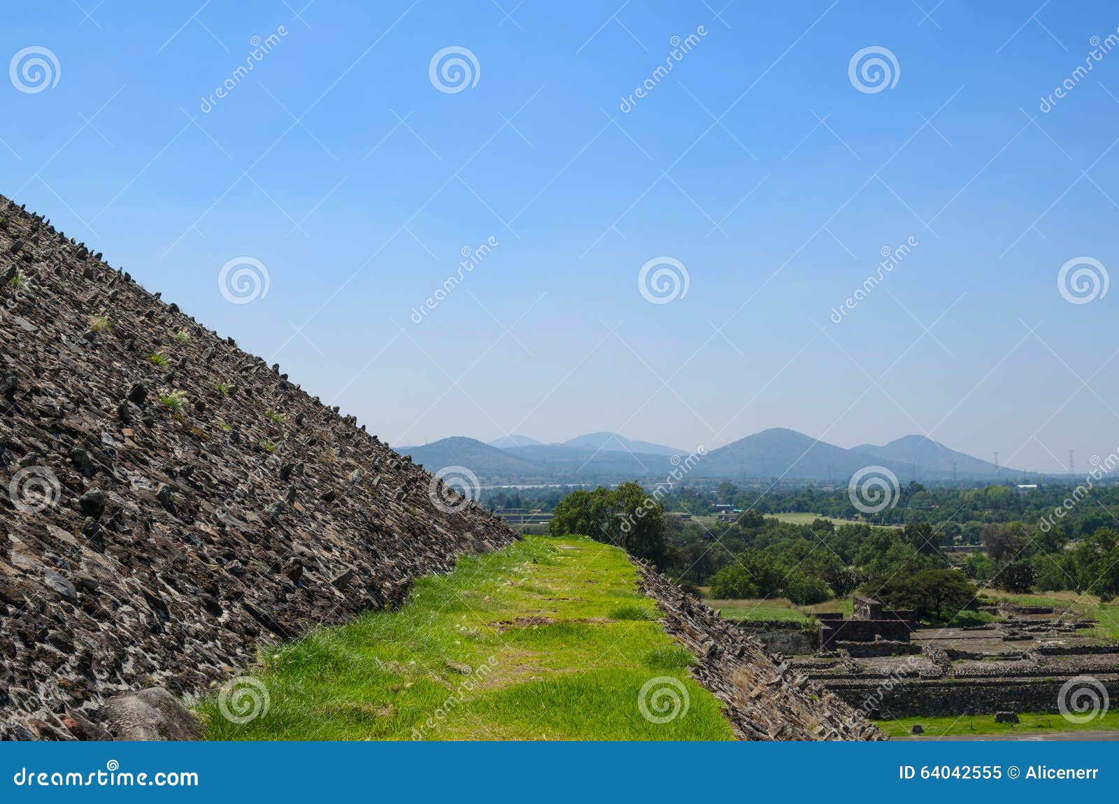 Grassy Pathway and Closeup of Pyramid S Wall at Teotihuacan Stock Image ...