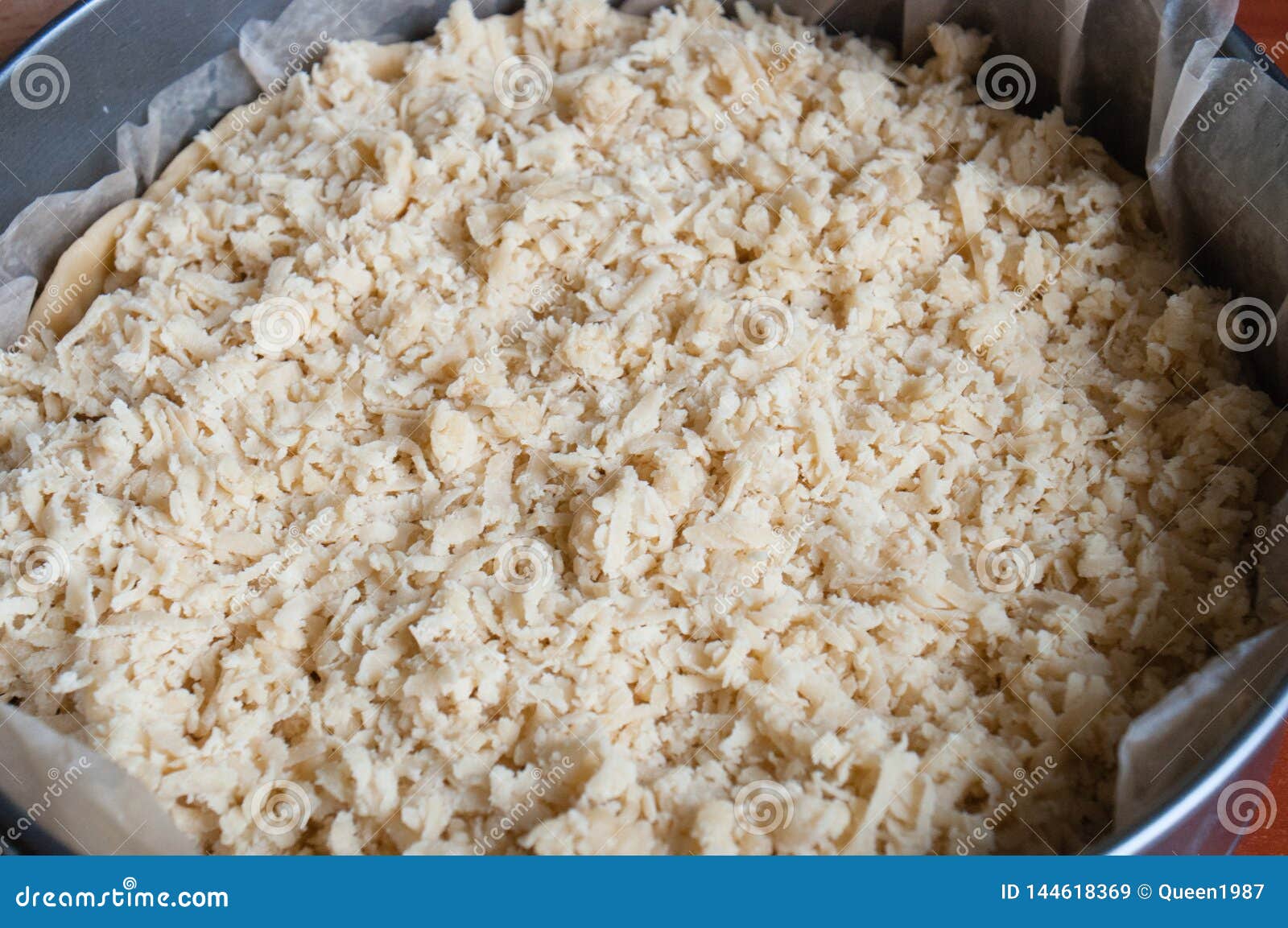 Grated Apple Pie in Shape, Top View, Dough Texture Stock Image - Image ...