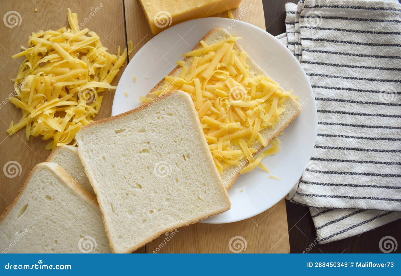 Grated Cheese on Bread. Cheese Sandwich. Stock Image - Image of diet ...