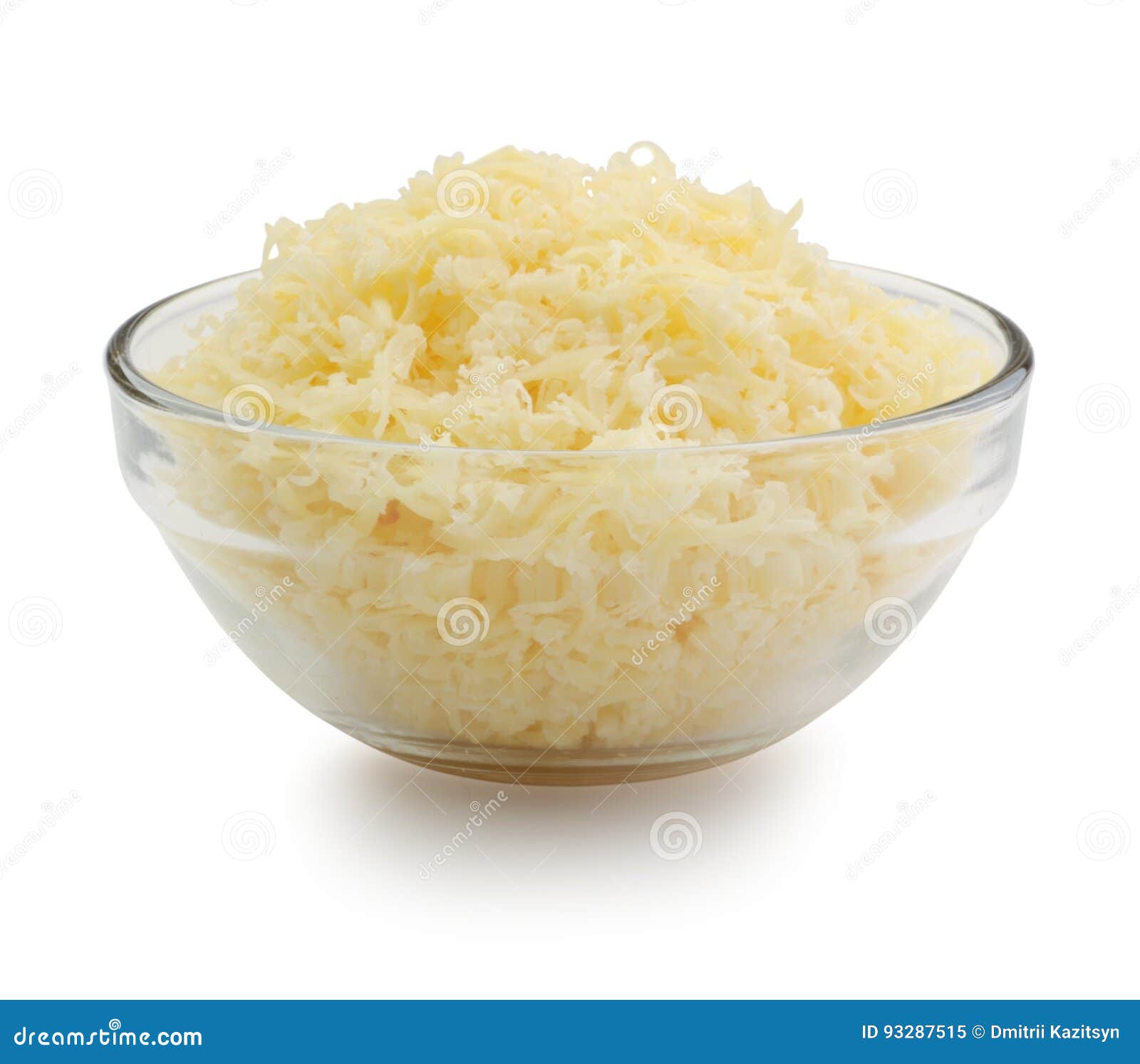 Grated Cheese in a Glass Bowl Isolated Stock Image - Image of ...