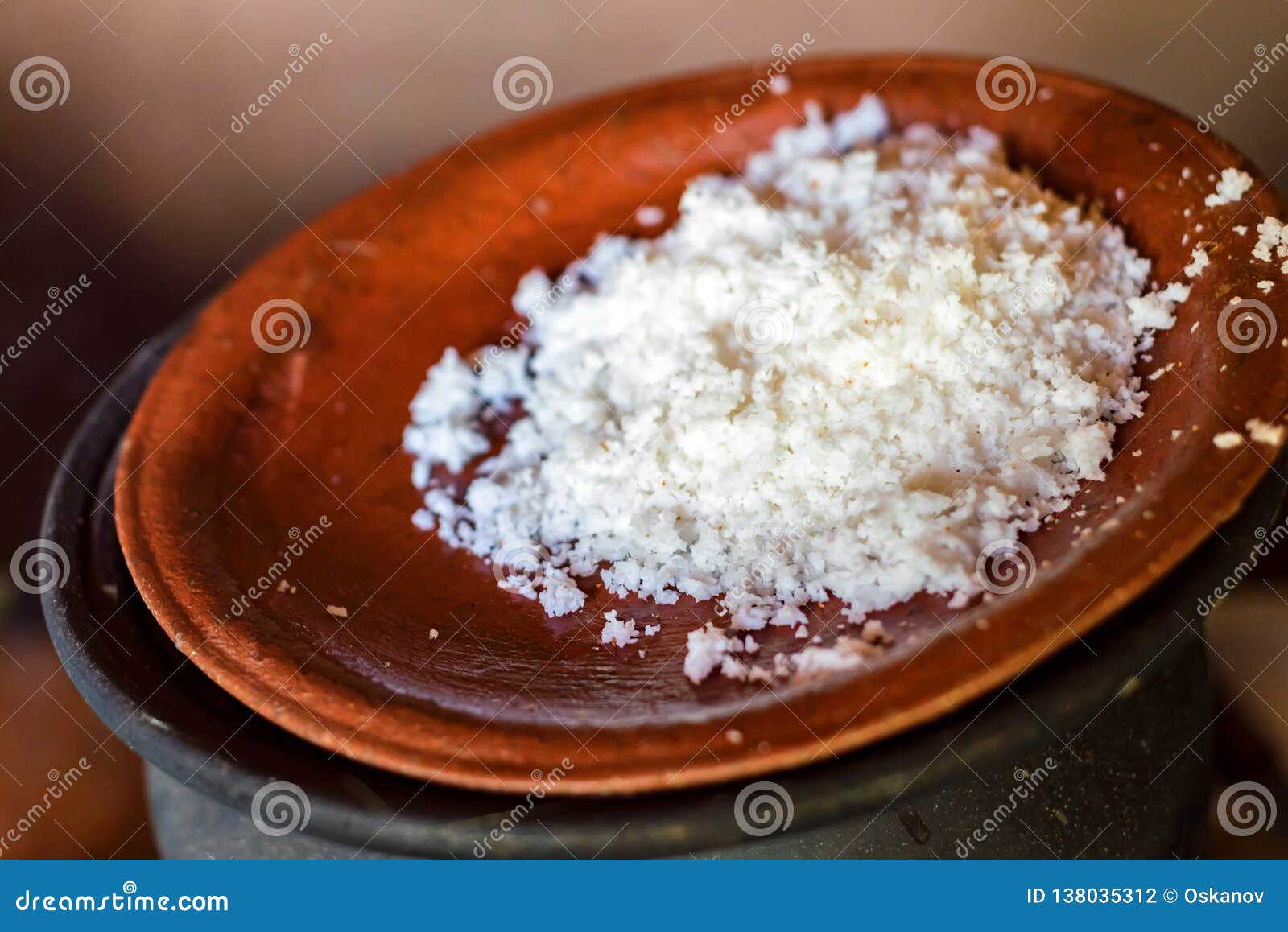 Grated Coconut on Plate Close Up Image Stock Photo - Image of grated ...