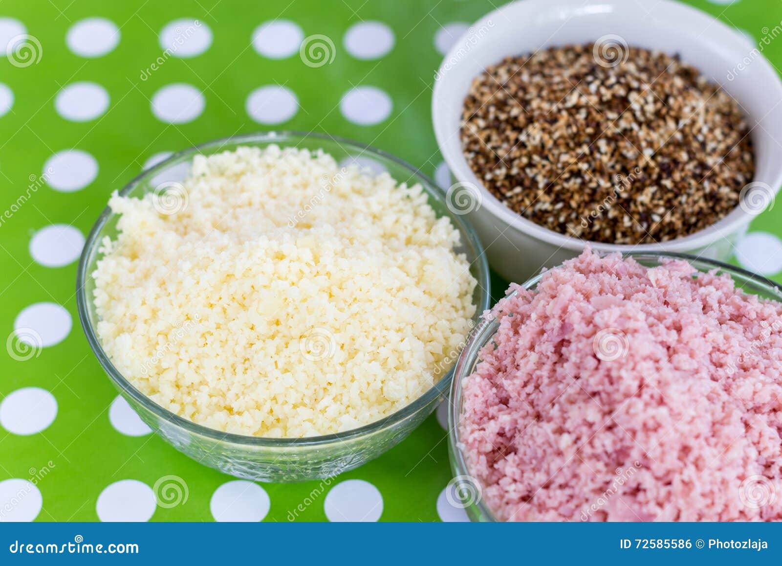 Grated Yellow Cheese Ham and Sesame Stock Photo - Image of meat ...