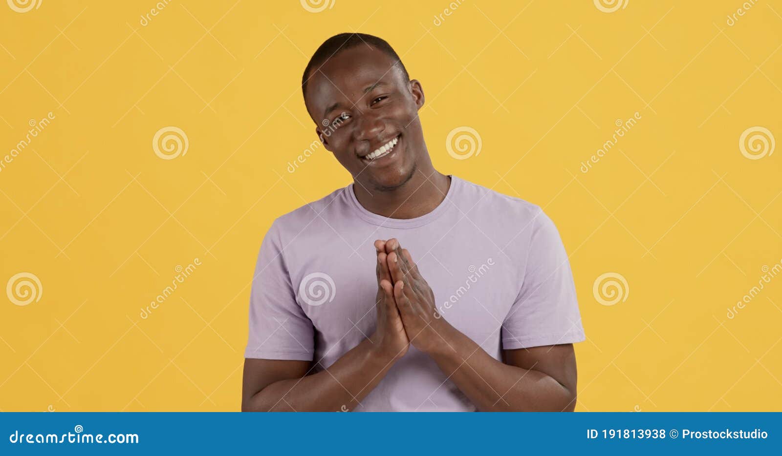 Grateful Black Man Clasping Hands and Smiling Stock Footage - Video of ...