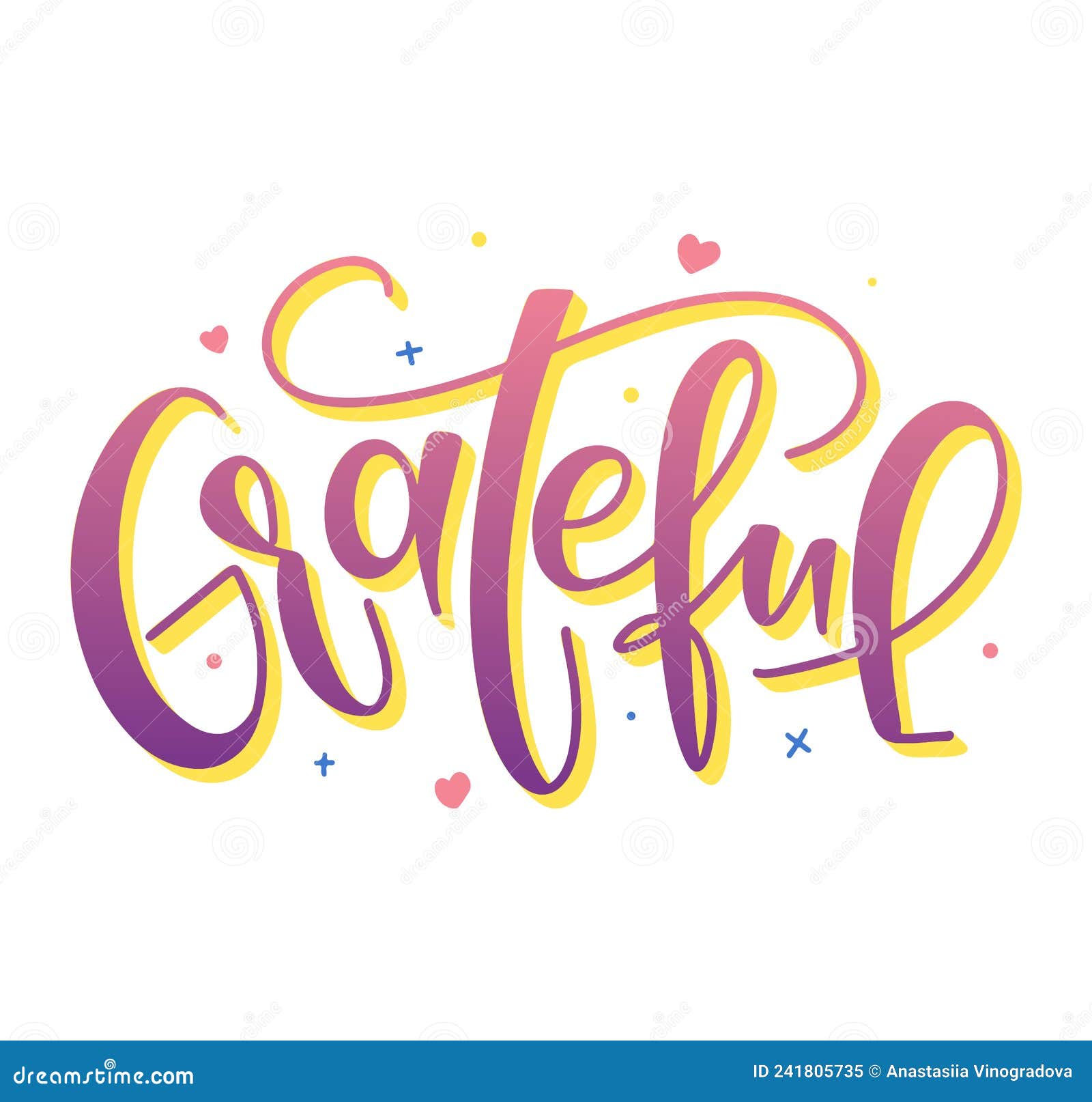 Grateful - Colored Calligraphy Isolated on White Background Stock ...