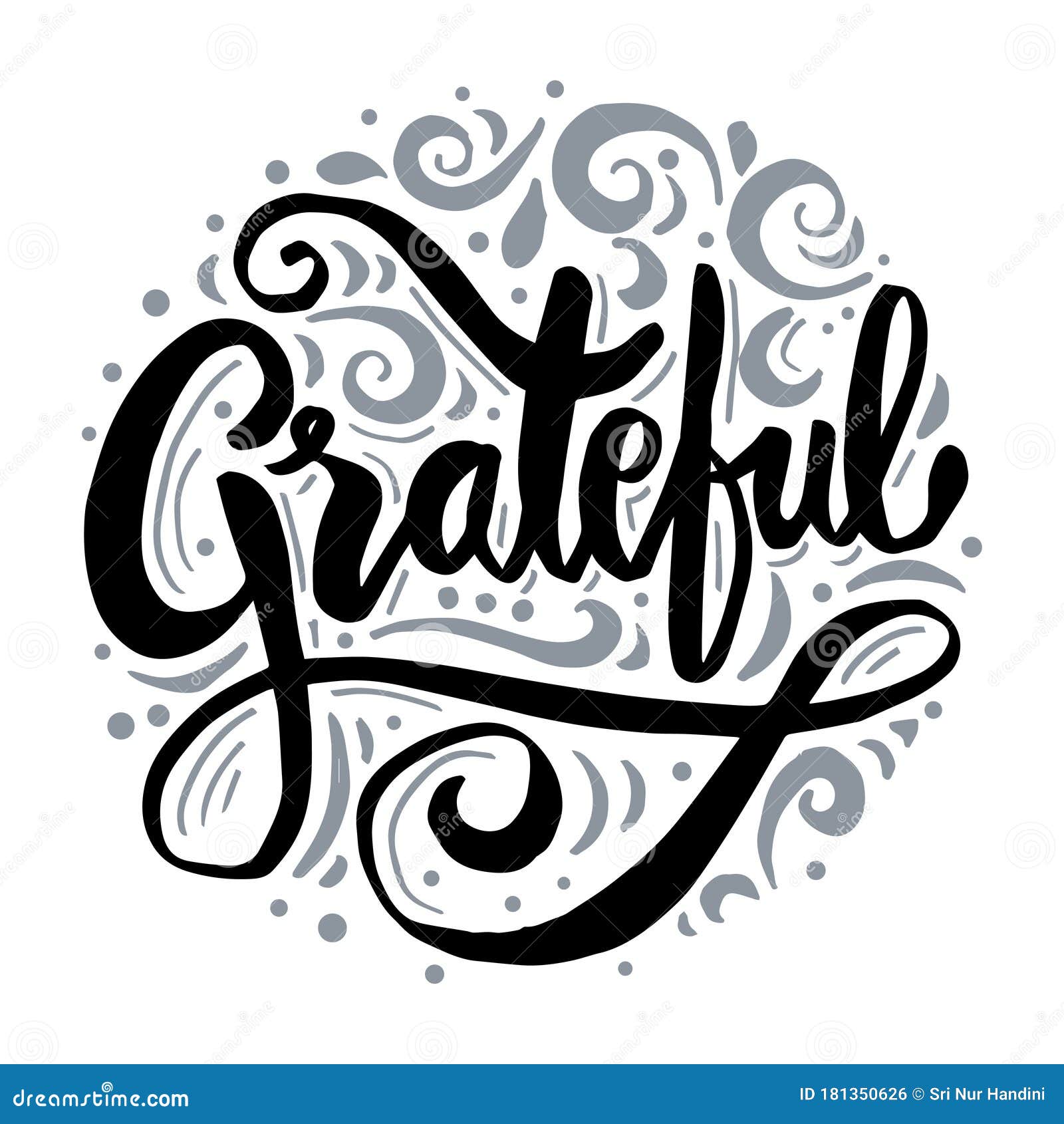 Grateful Hand Drawn Illustration. Stock Vector - Illustration of phrase ...