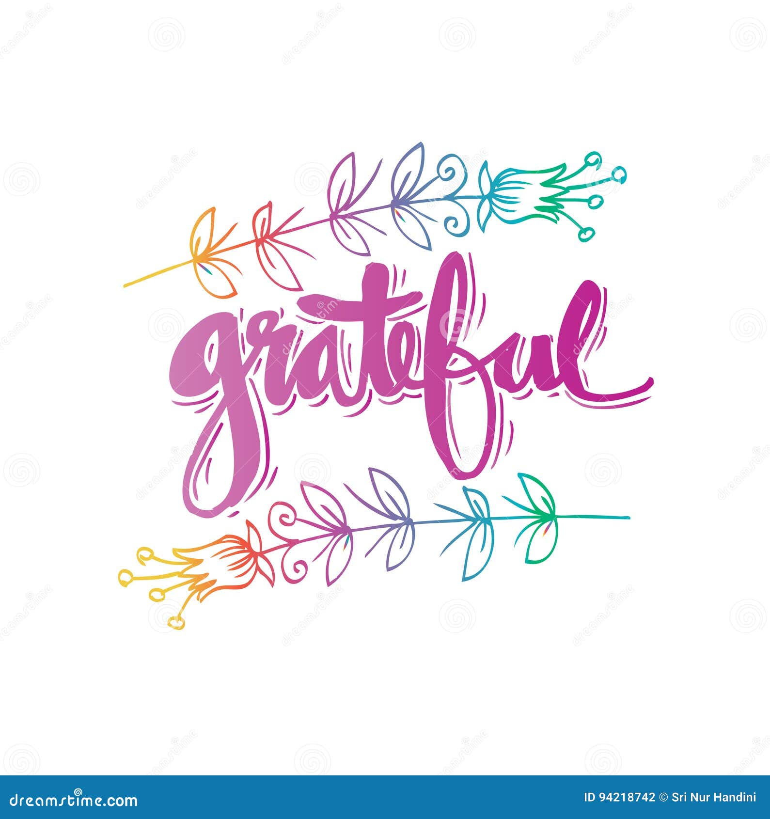 GRATEFUL Hand Drawn Modern Design Vector Illustration For Coloring ...