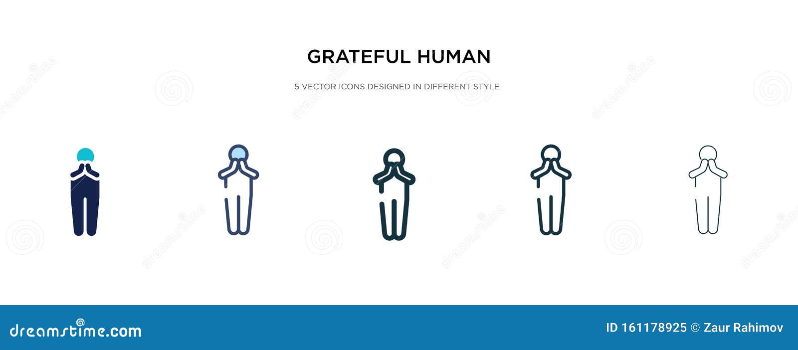 Grateful Human Icon in Different Style Vector Illustration. Two Colored ...