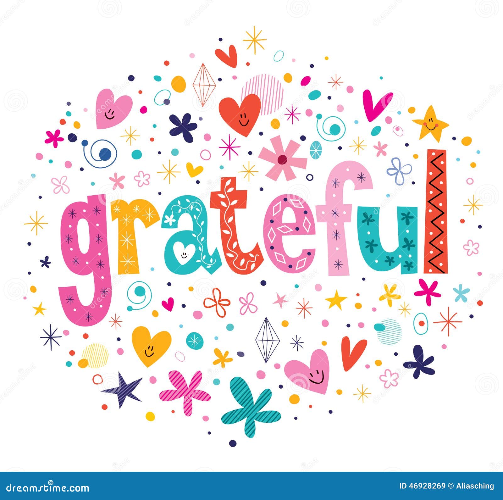 Grateful Typography Lettering Decorative Text Stock Vector ...