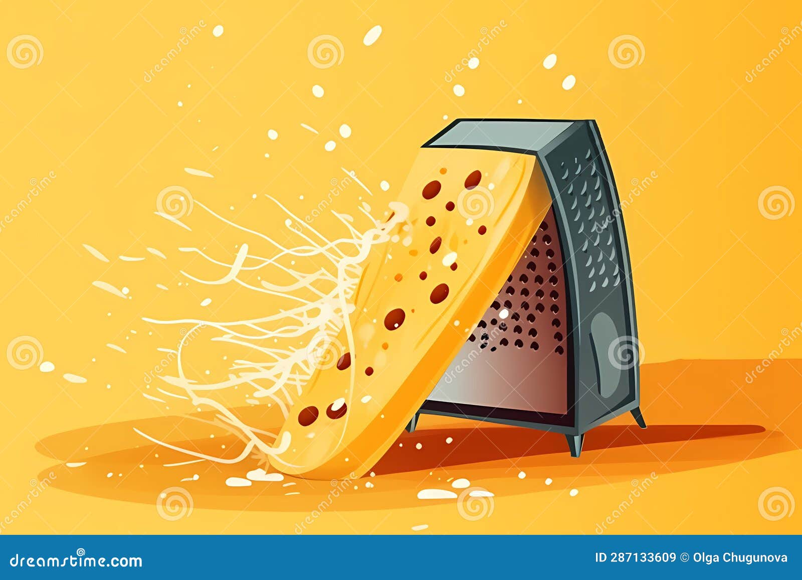 Grater and Cheese Funny Cartoon Illustration. Kitchenware Stock ...