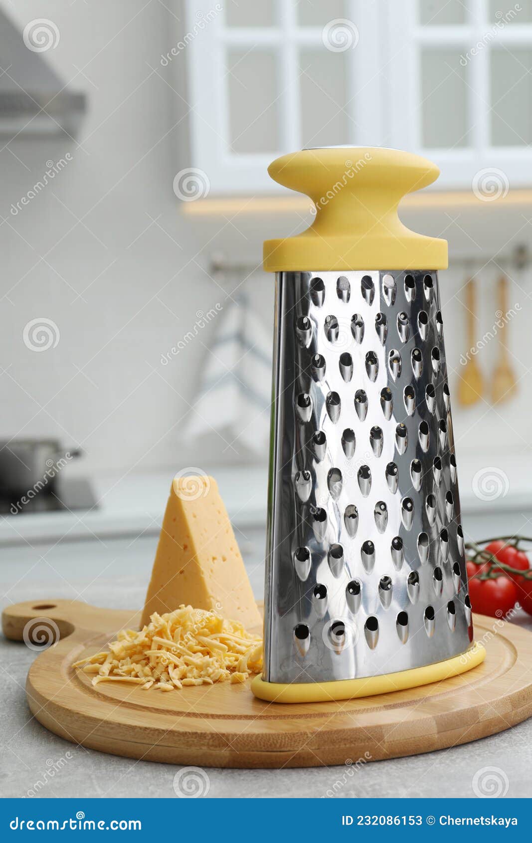 Grater and Cheese on Table in Kitchen Stock Image - Image of ...