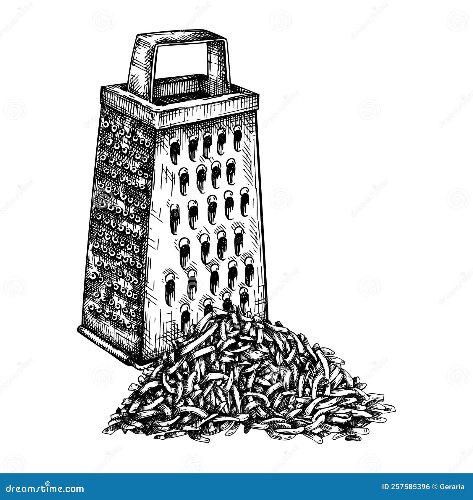 Grater and Grated Cheese Hand Drawn Illustrations. Food Design Elements ...