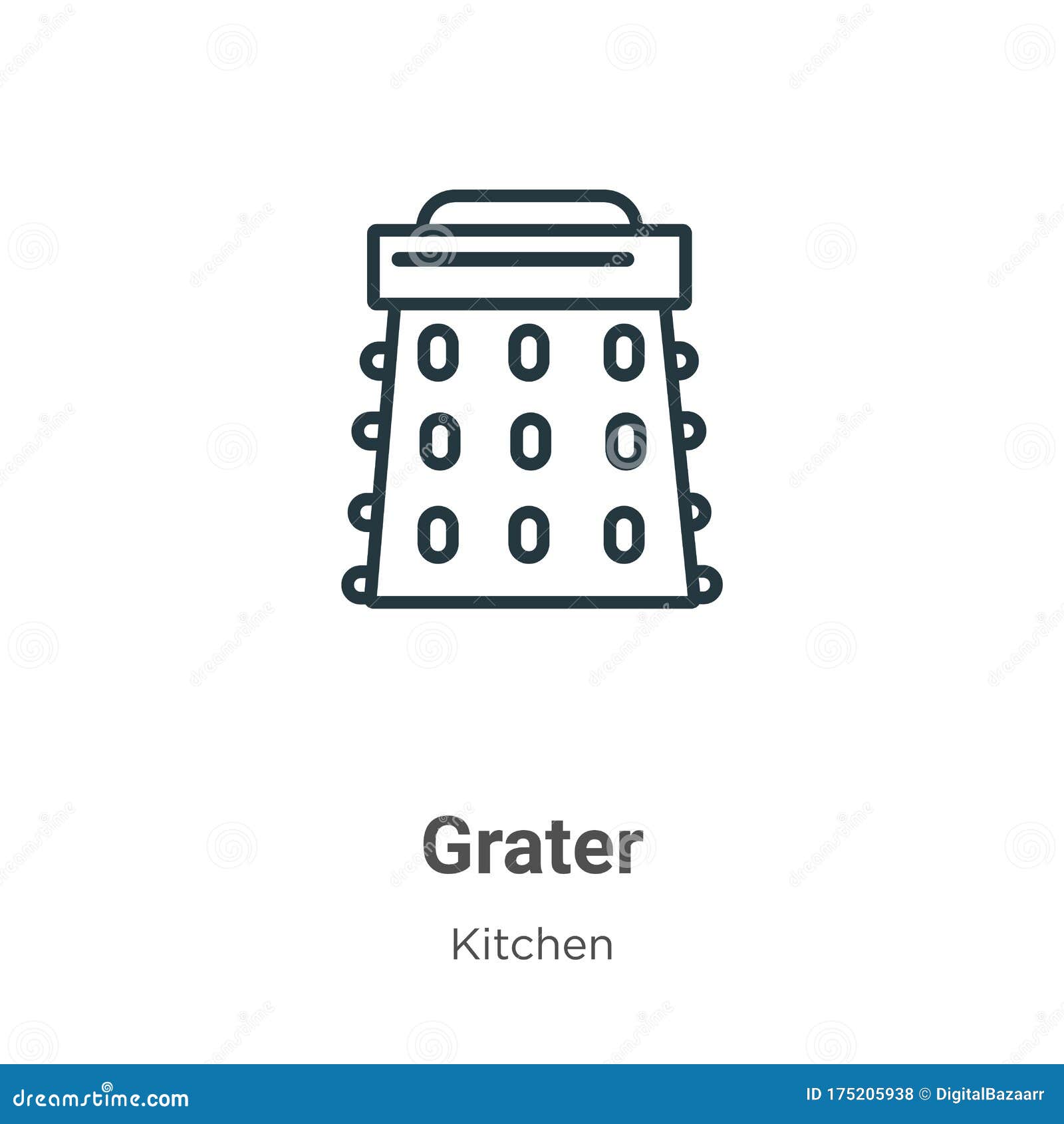 Grater Outline Vector Icon. Thin Line Black Grater Icon, Flat Vector Simple Element Illustration ...