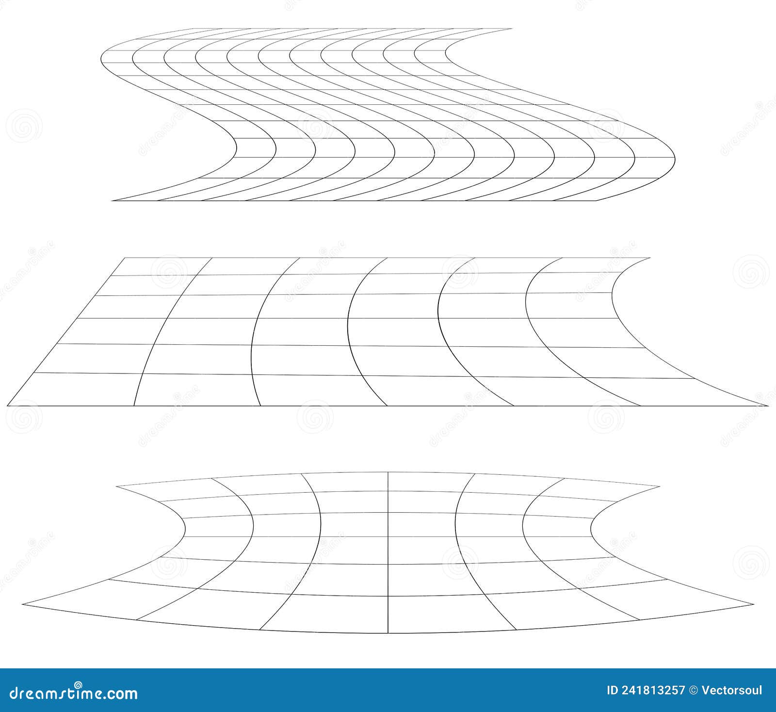Graticule Grid, Mesh Plane with Deform, Distortion Effect. Reticulate ...