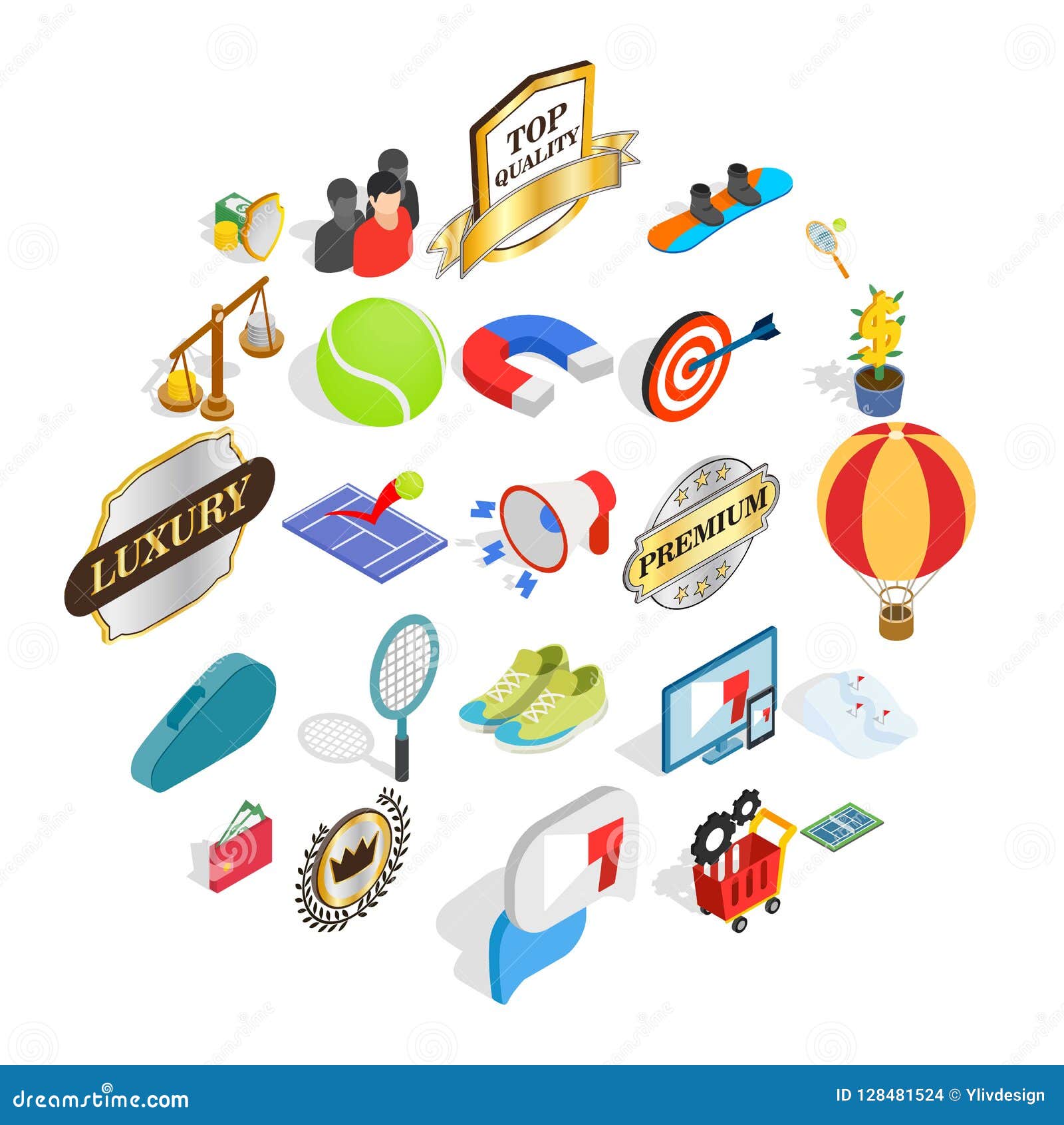 Gratification Icons Set, Isometric Style Stock Vector - Illustration of ...