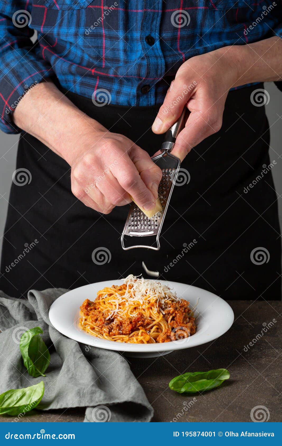 Grating Cheese Above Bolognese Pasta Stock Image - Image of preparing ...