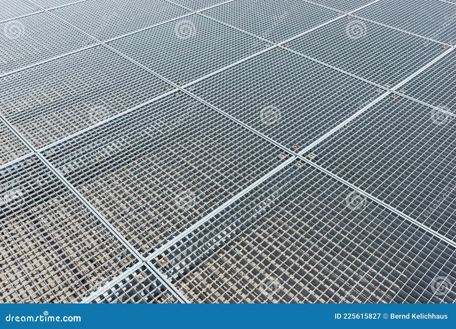 Grating Platform. Square Industrial Galvanized Metal Grid Stock Image ...