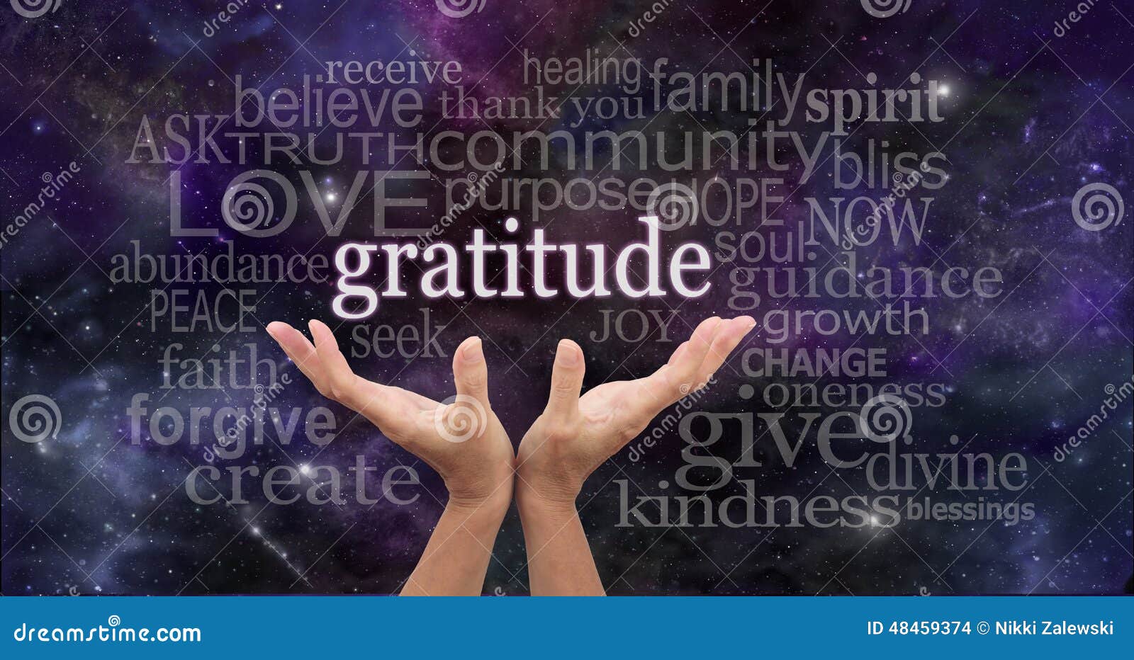 Gratitude infinie illustration stock. Illustration du mains - 48459374