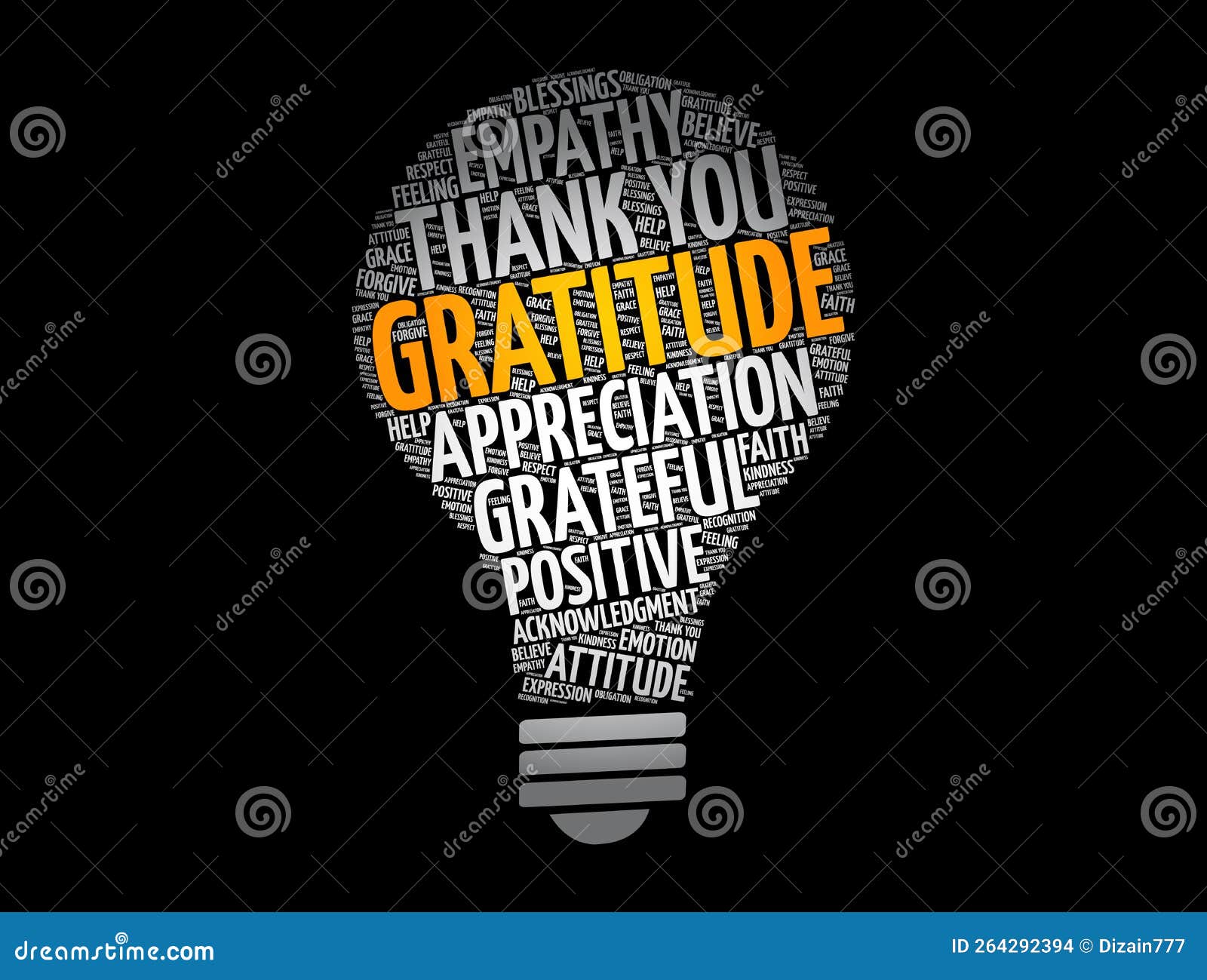 Gratitude Light Bulb Word Cloud, Concept Background Stock Photo ...