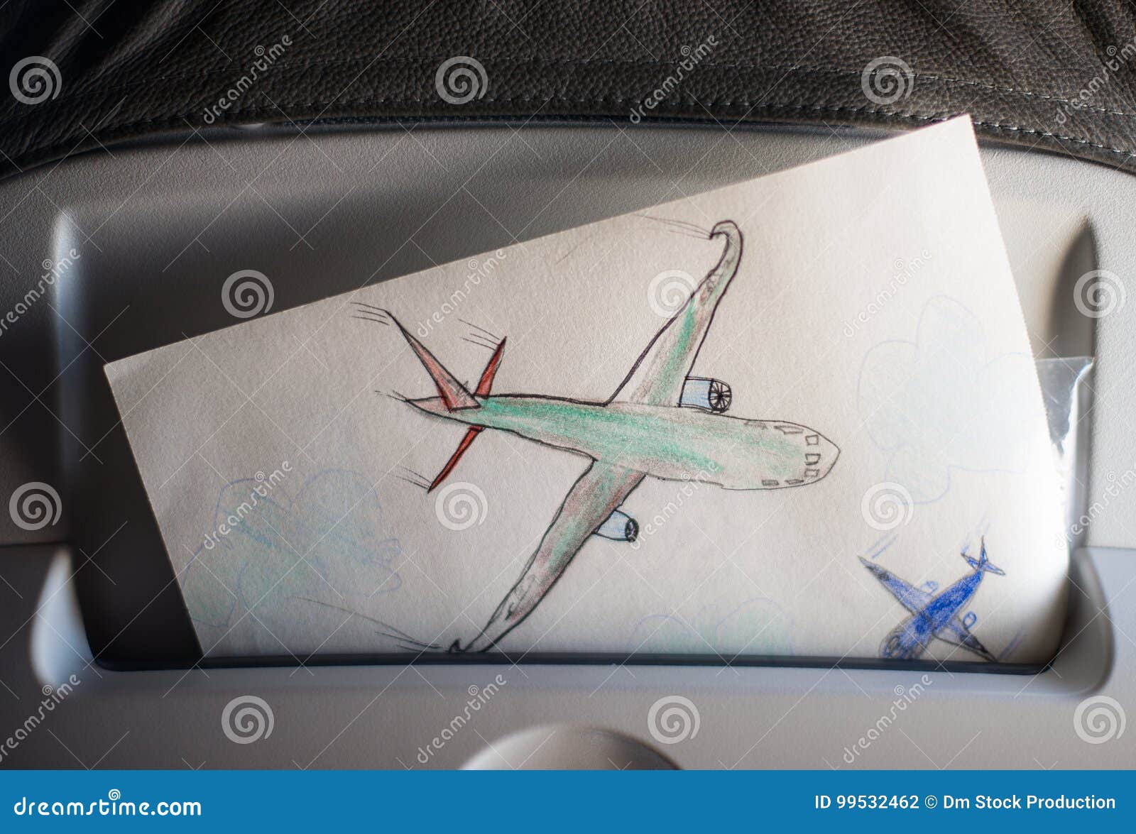 Child drawing of plane. stock photo. Image of inside - 99532462