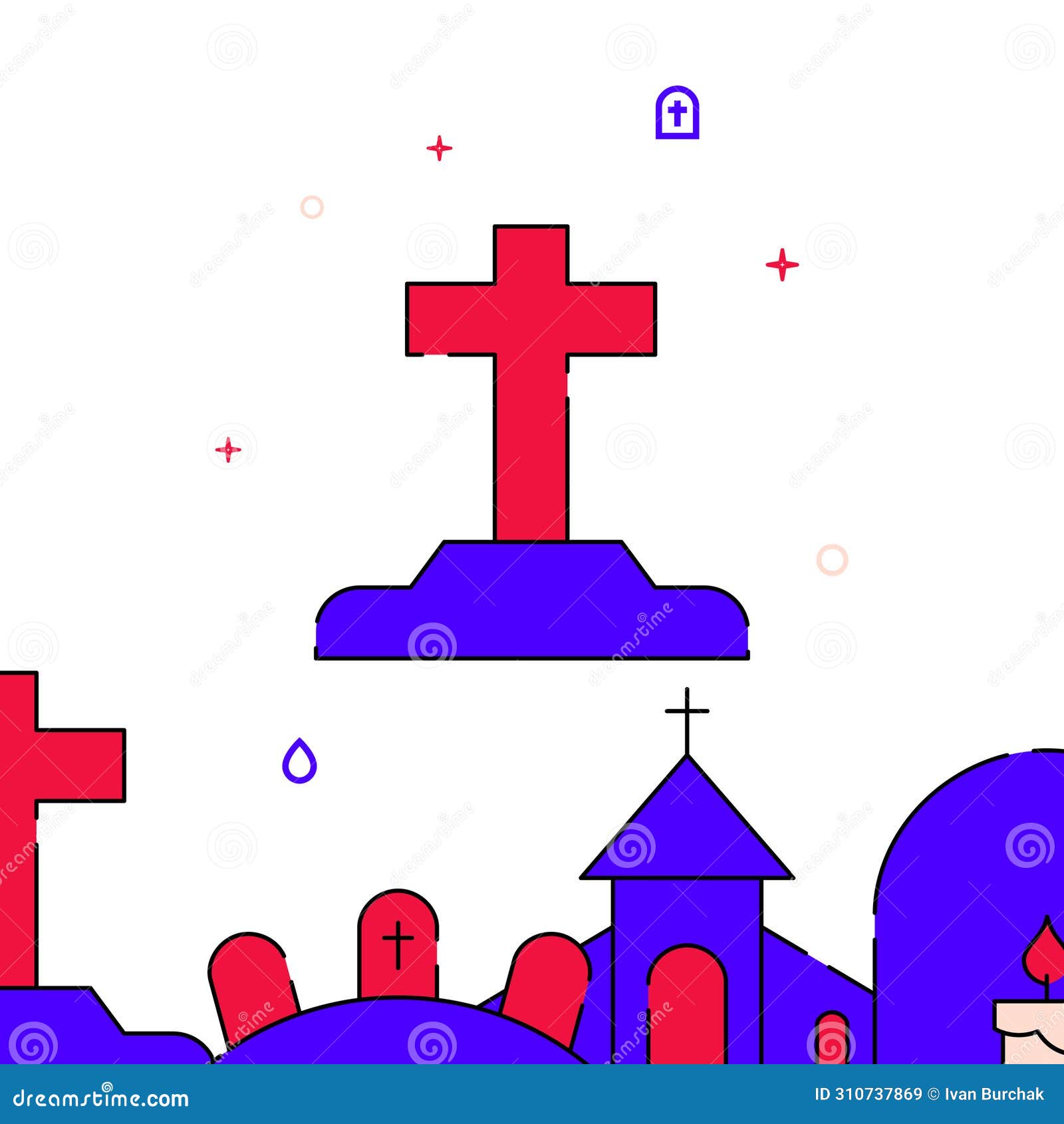 Grave, Burial Filled Line Icon, Simple Vector Illustration Stock Illustration - Illustration of ...