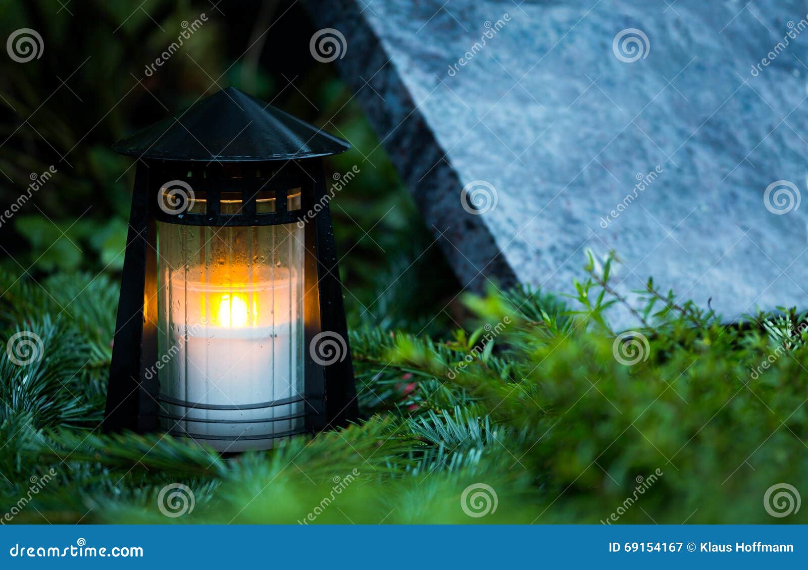 Grave with Candle and Monument on a Graveyard Stock Image - Image of ...