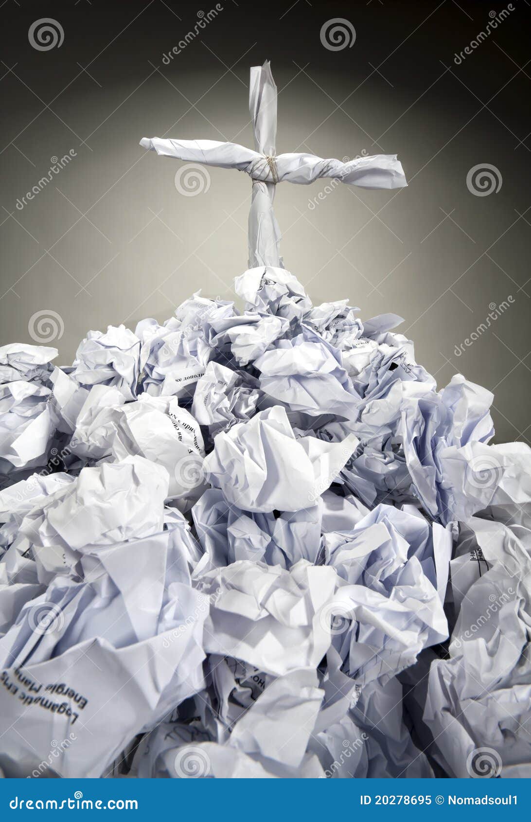 Grave with Cross Made of Crumpled Papers Stock Image - Image of concept ...