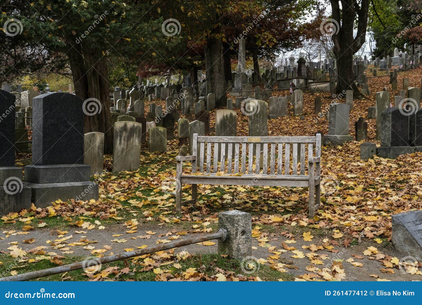 A grave in the fall stock photo. Image of monument, death - 261477412
