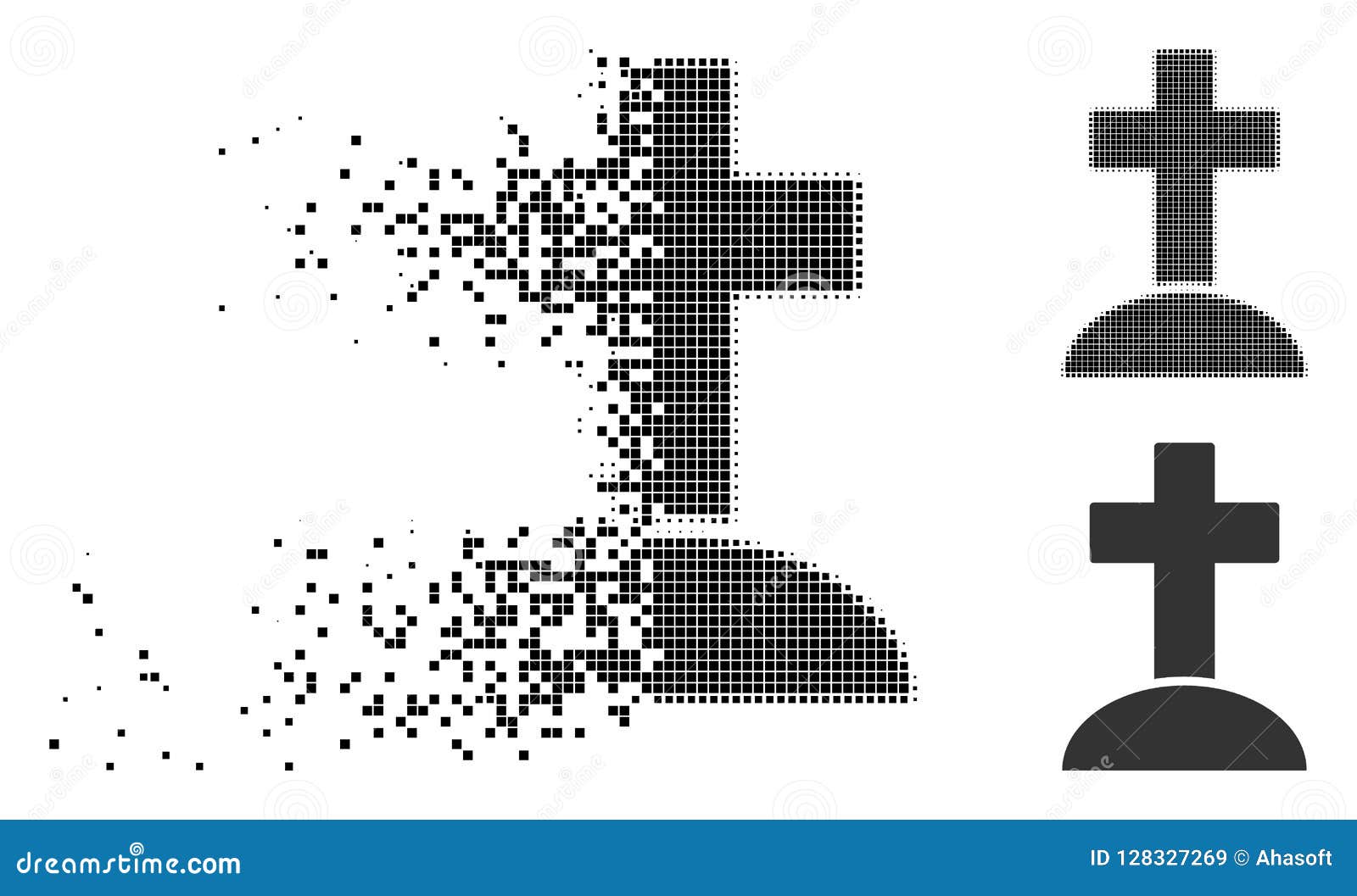 Damaged Pixel Halftone Grave Icon Stock Vector - Illustration of cross ...